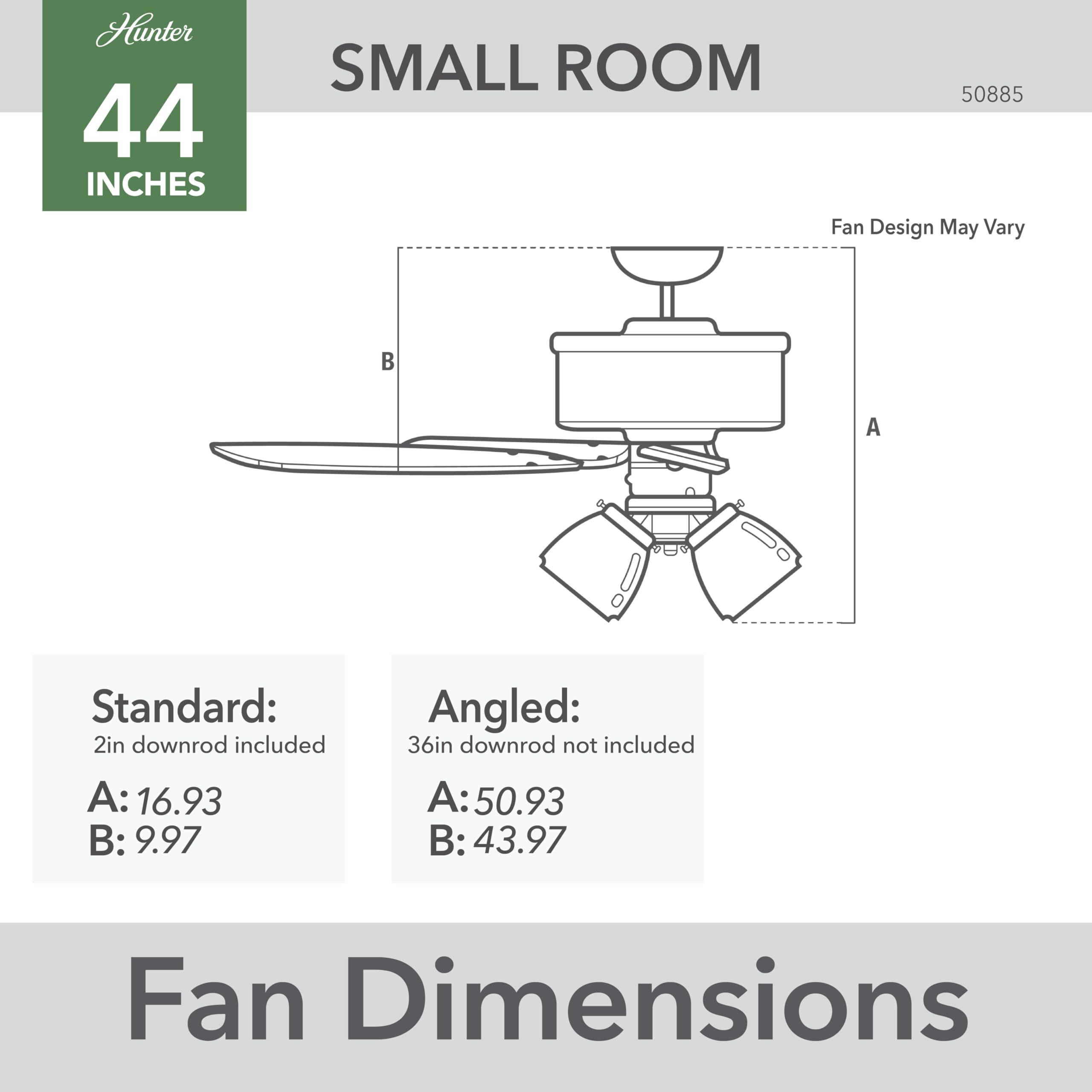 Hunter Swanson Indoor Ceiling Fan with LED Lights and Pull Chain Control, 44", Fresh White