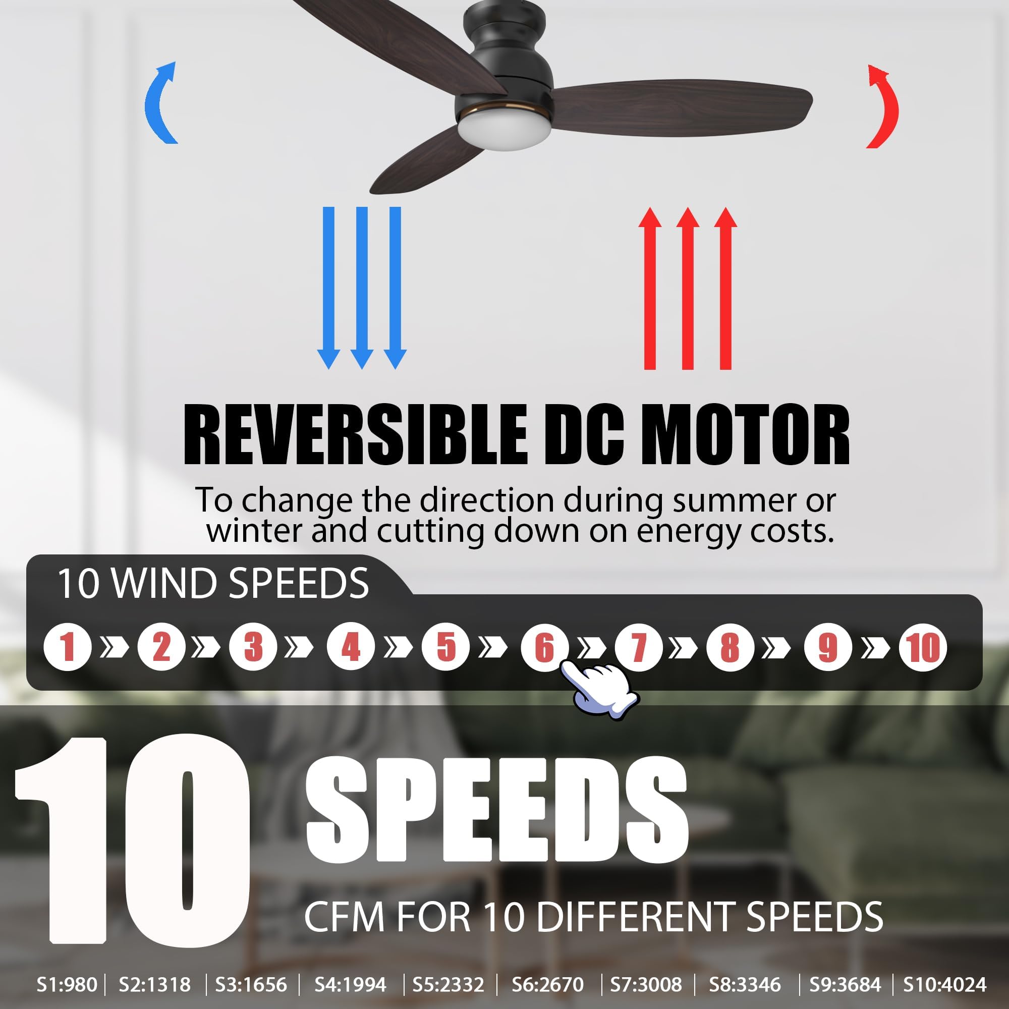 Ceiling Fan with Lights, Indoor & Outdoor Ceiling Fan,48" Low Profile DC Smart Ceiling Fan Works with Alexa, Siri, Google Home & Smart APP, 2 Colors of Reversible Blades, Dark Walnut & Light Wood