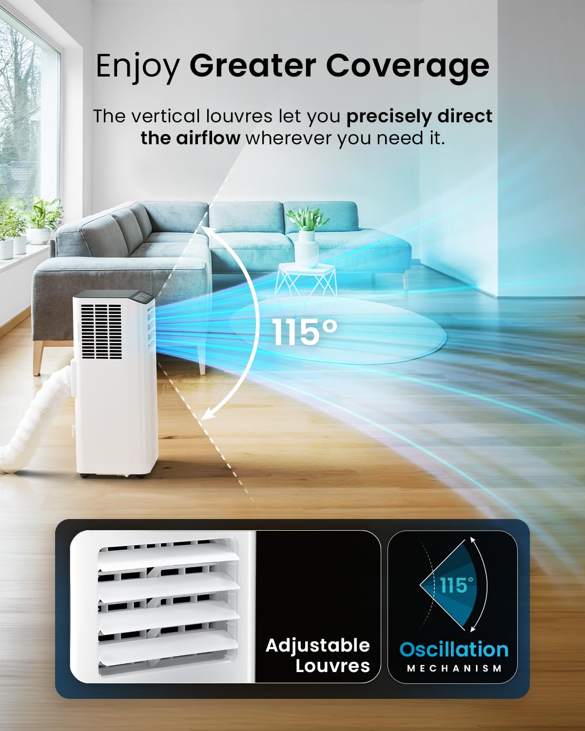 Pro Breeze Smart Air Conditioner Portable 10,000 BTU - 1130W Portable Air Conditioner with 4-in-1 Function, 300 Sq Ft Coverage, 24 Hour Timer & Window Venting Kit Included - AC Unit with Wifi & App