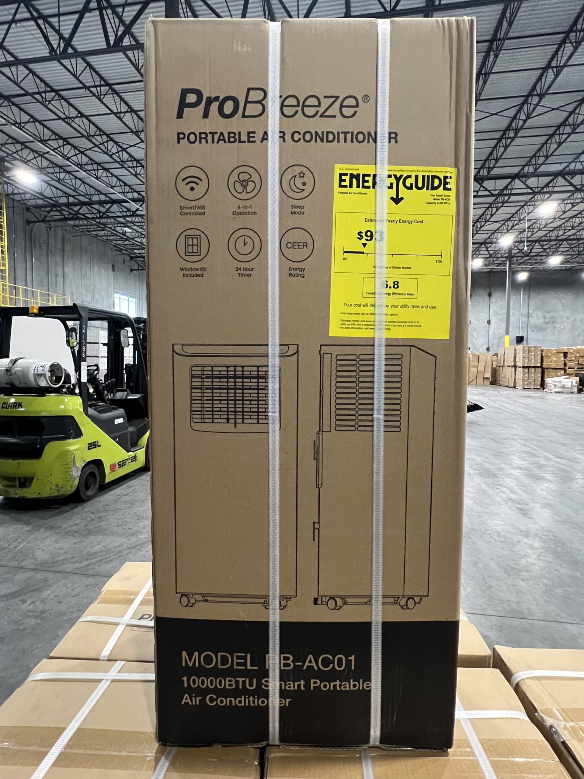Pro Breeze Smart Air Conditioner Portable 10,000 BTU - 1130W Portable Air Conditioner with 4-in-1 Function, 300 Sq Ft Coverage, 24 Hour Timer & Window Venting Kit Included - AC Unit with Wifi & App