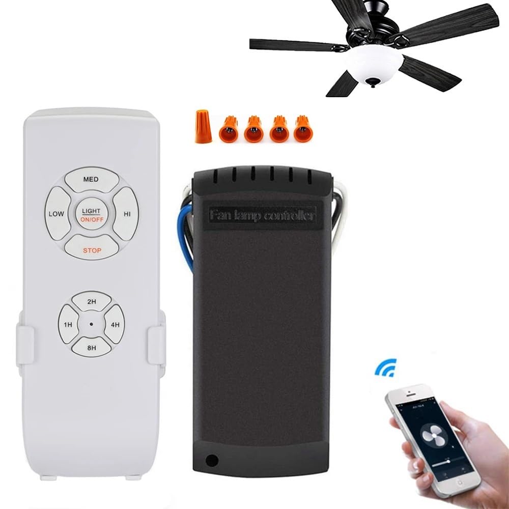 QIACHIP Upgrade Universal WIFI Ceiling Fan ligh Remote Control Kit, Wireless Fan Speed Lamp Controller with Timing Compatiple for Alexa, Google Home, Phone,Voice Control