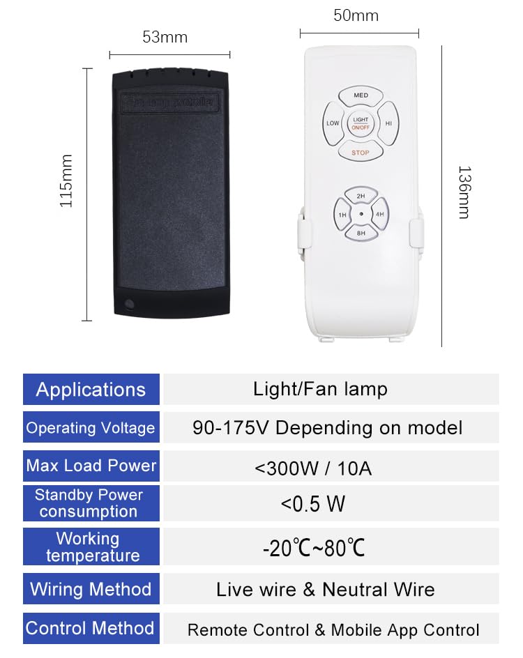 QIACHIP Upgrade Universal WIFI Ceiling Fan ligh Remote Control Kit, Wireless Fan Speed Lamp Controller with Timing Compatiple for Alexa, Google Home, Phone,Voice Control