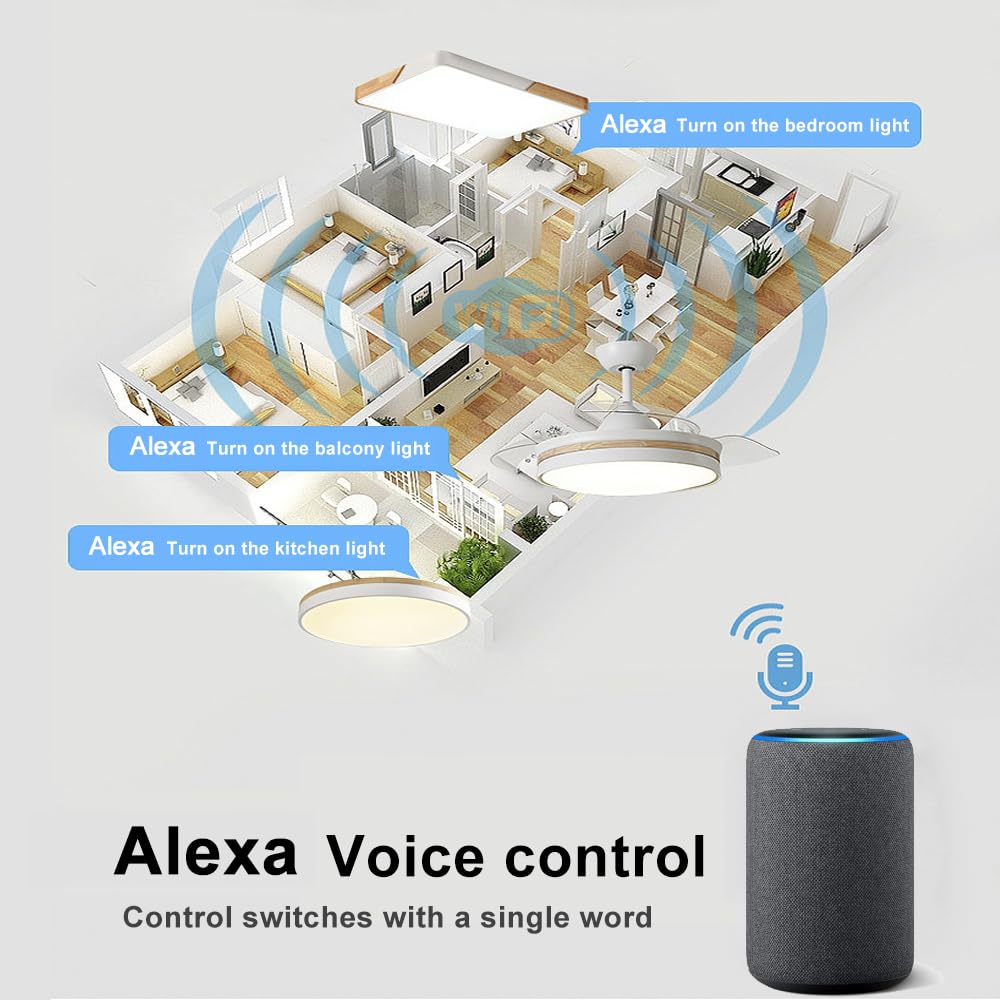 QIACHIP Upgrade Universal WIFI Ceiling Fan ligh Remote Control Kit, Wireless Fan Speed Lamp Controller with Timing Compatiple for Alexa, Google Home, Phone,Voice Control