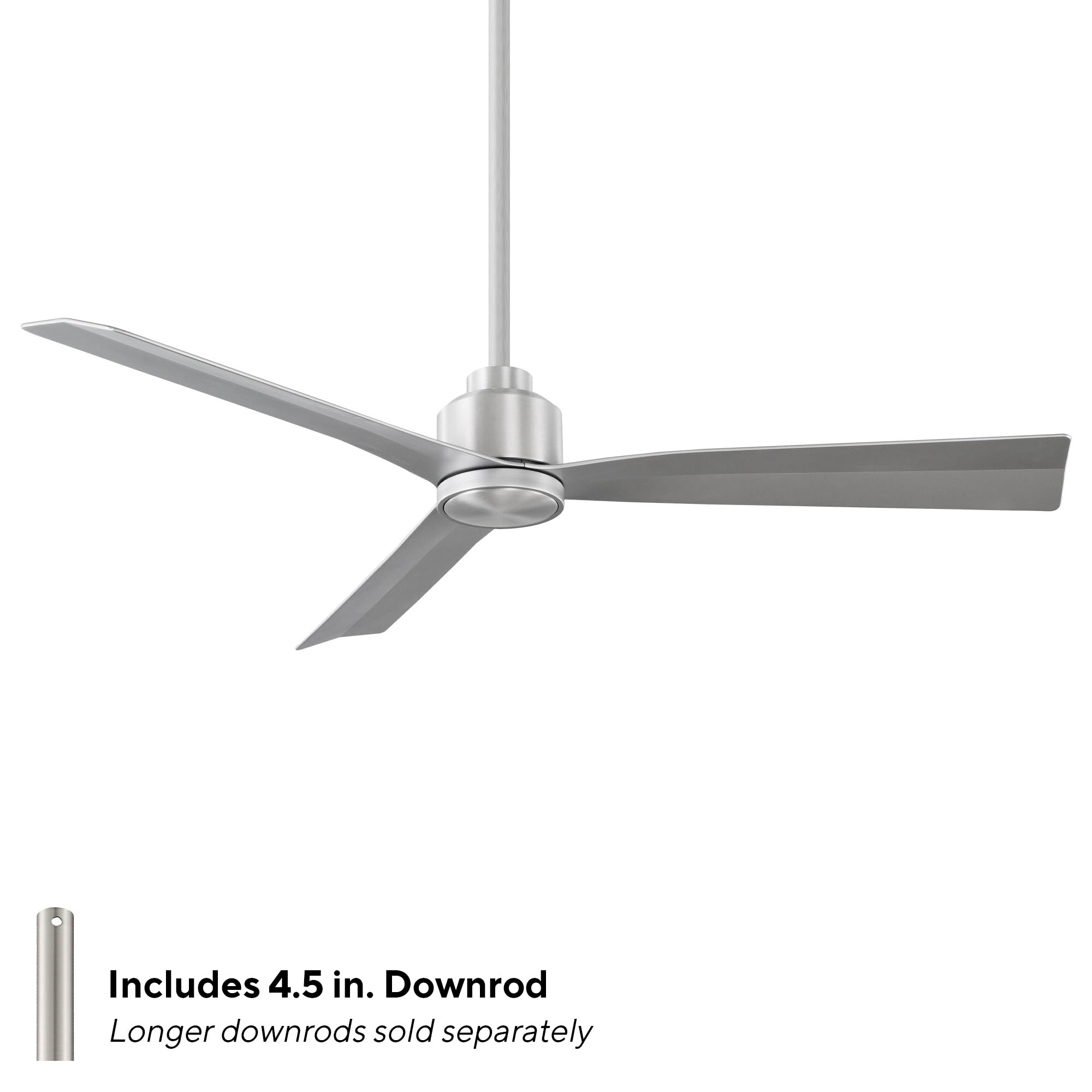 WAC Smart Fans Clean Indoor and Outdoor 3-Blade Ceiling Fan 54in Brushed Aluminum with Remote Control works with Alexa and iOS or Android App