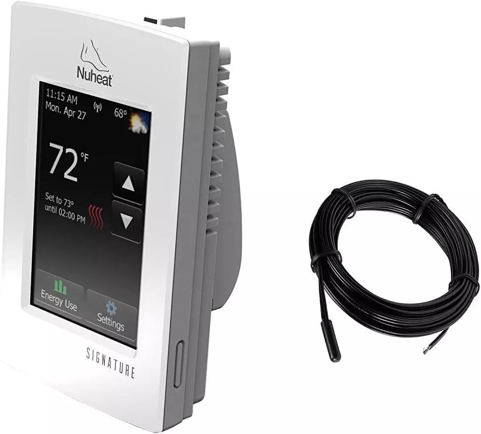 nVent NUHEAT SIGNATURE Programmable WiFi Dual-Voltage Floor Heating Thermostat with Touchscreen Interface, Compatible with Alexa, Google Assistant, nest and IFTTT