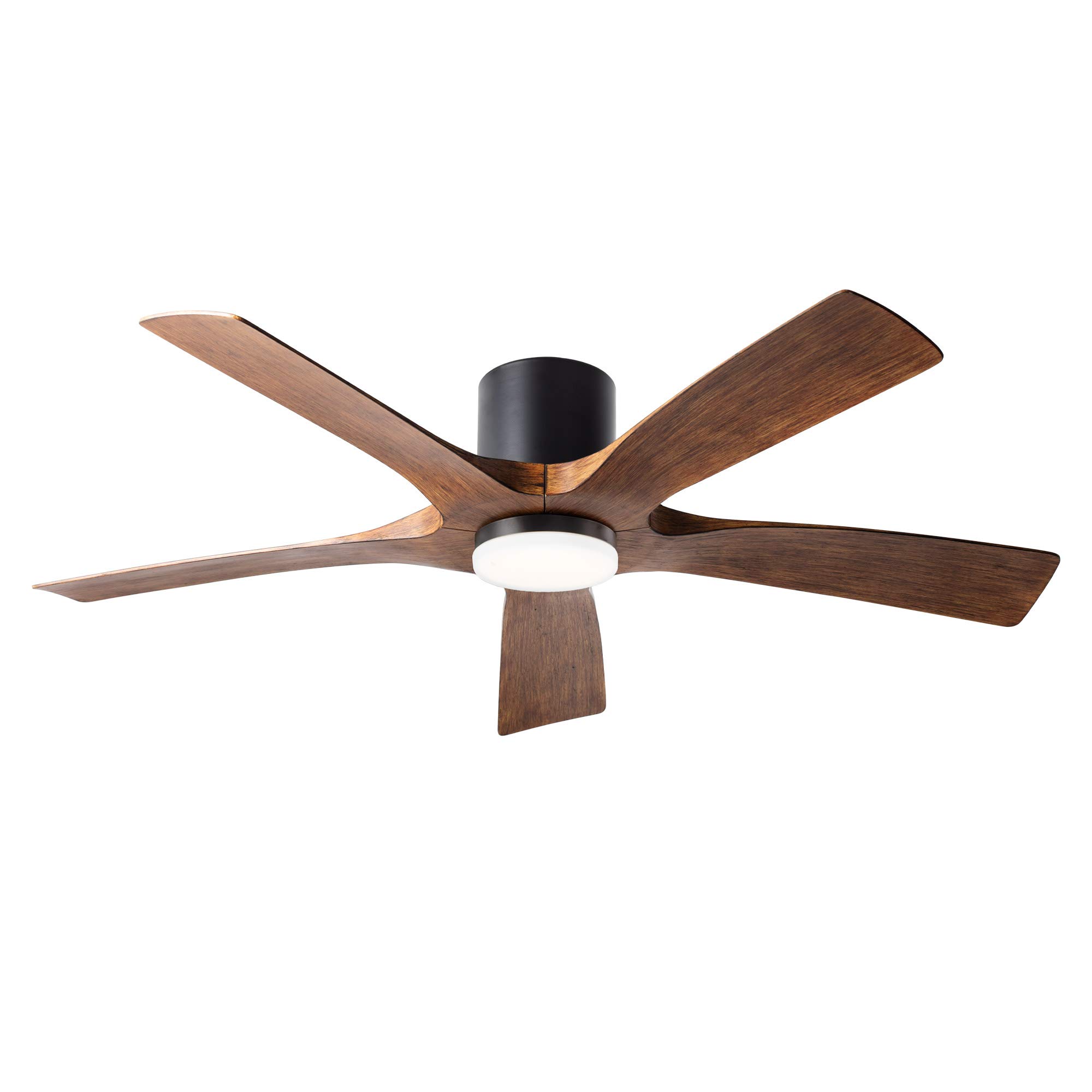 Aviator Smart Indoor and Outdoor 5-Blade Flush Mount Ceiling Fan 54in Matte Black Distressed Koa with Remote Control (Light Kit Sold Separately) works with Alexa, Google Assistant, Samsung Things, and iOS or Android App