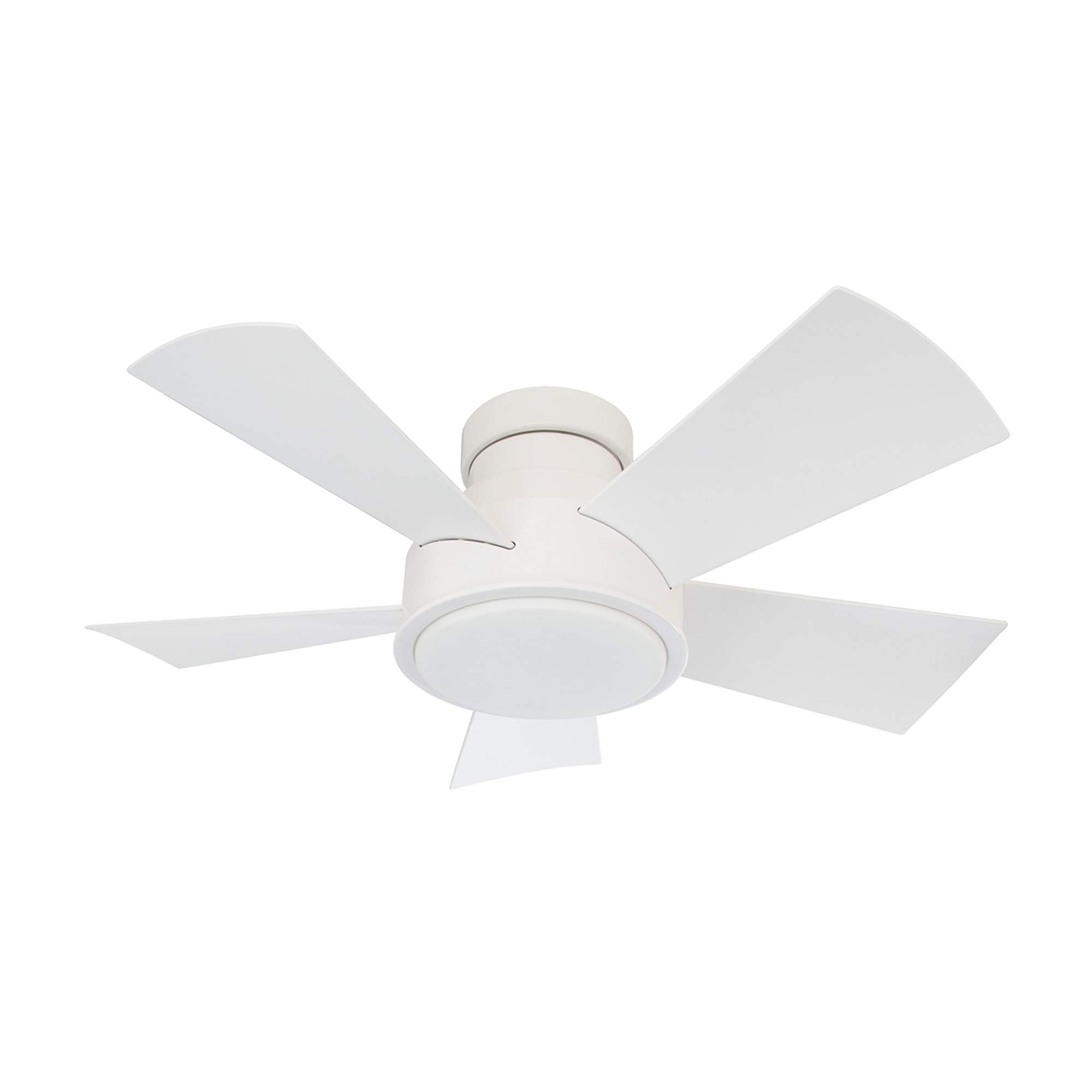 Vox Smart Indoor and Outdoor 5-Blade Flush Mount Ceiling Fan 38in Matte White with 3000K LED Light Kit and Remote Control works with Alexa, Google Assistant, Samsung Things, and iOS or Android App