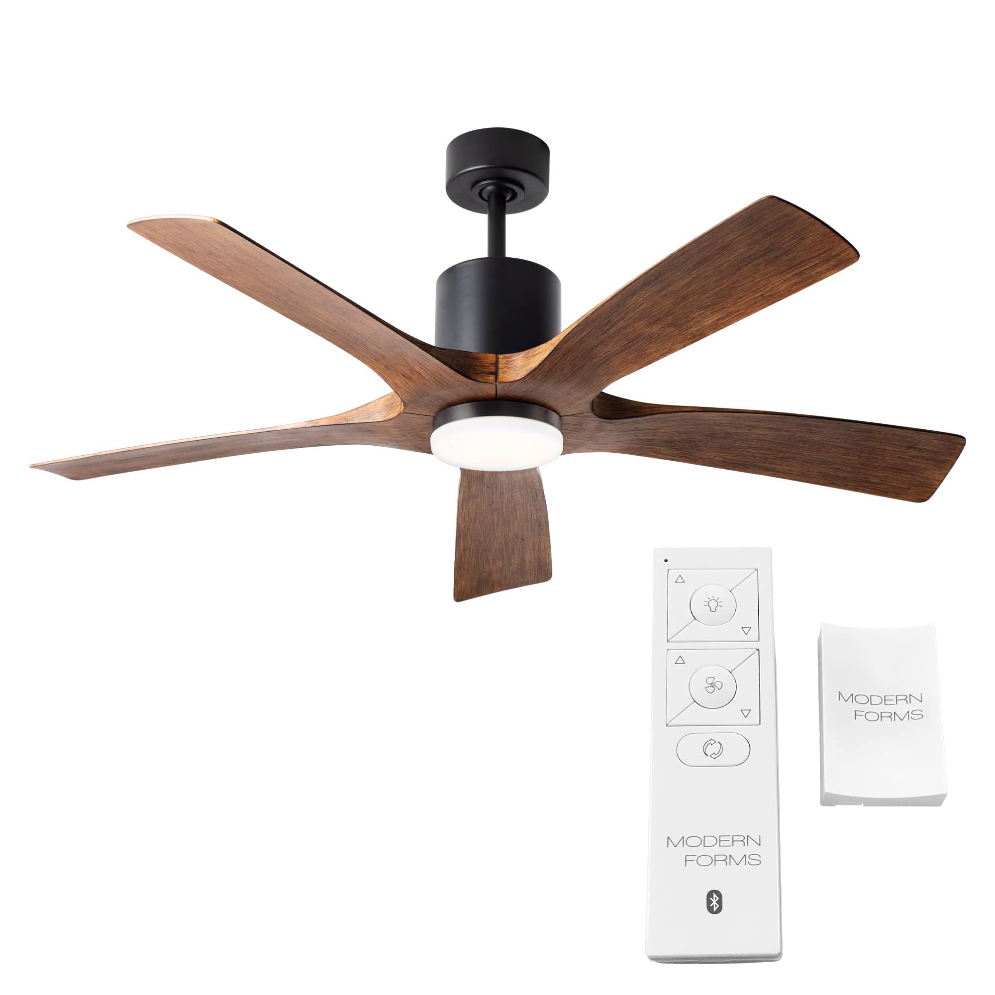 Aviator Smart Indoor and Outdoor 5-Blade Ceiling Fan 54in Matte Black Distressed Koa with Remote Control (Light Kit Sold Separately) works with Alexa, Google Assistant, Samsung Things, and iOS or Android App