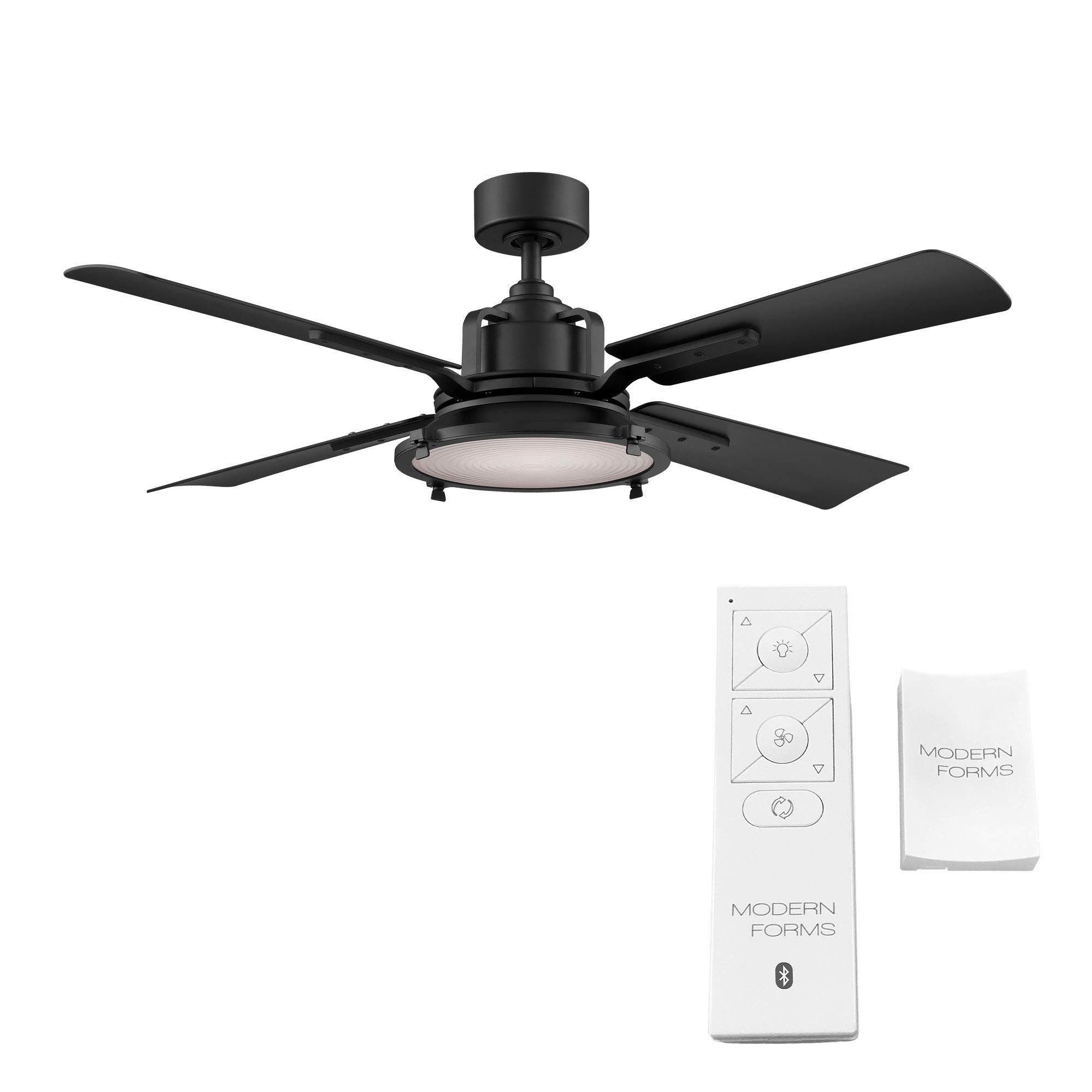 Nautilus Smart Indoor and Outdoor 4-Blade Ceiling Fan 56in Matte Black with 3000K LED Light Kit and Remote Control works with Alexa, Google Assistant, Samsung Things, and iOS or Android App