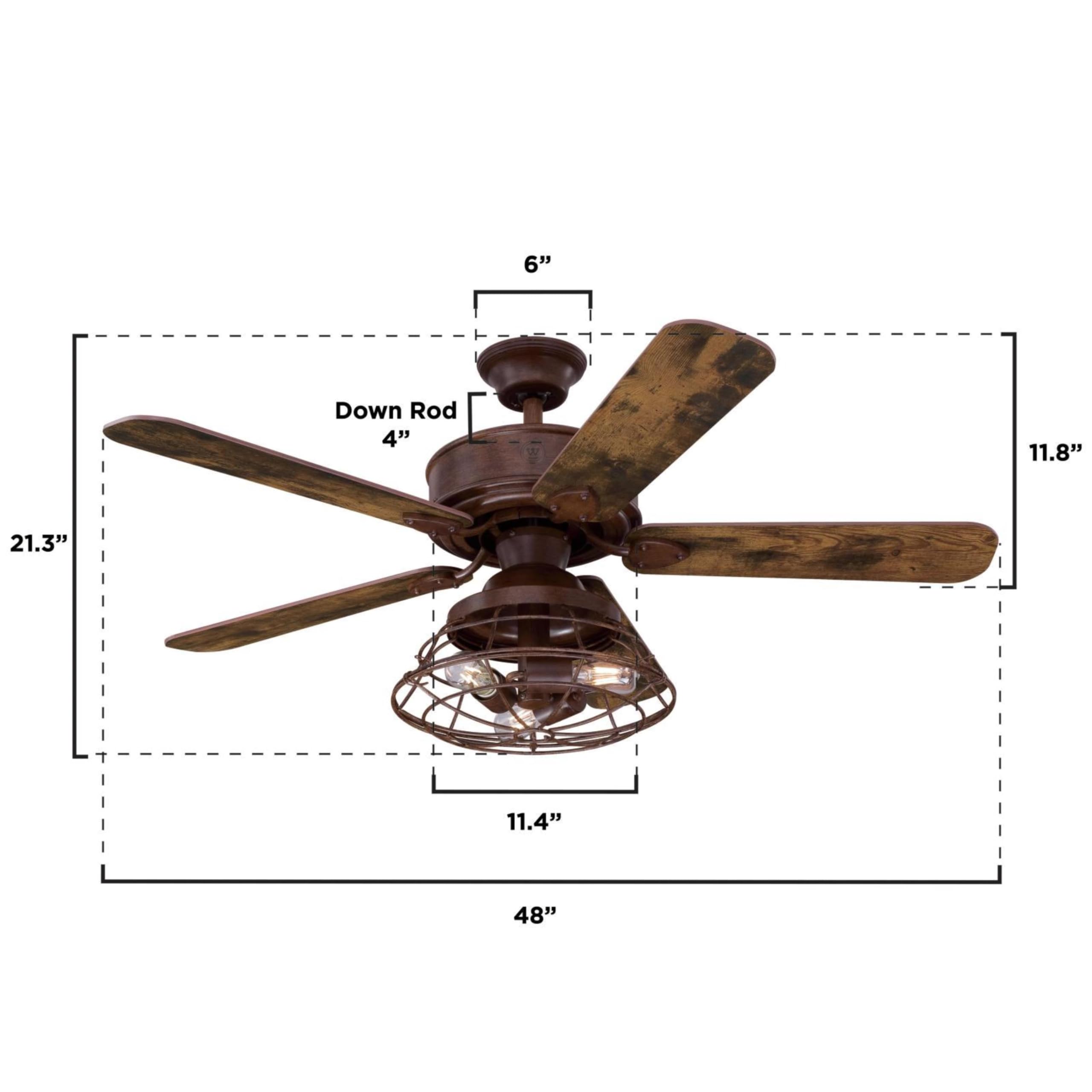 Westinghouse Lighting 74001B00 Vintage-Style Barnett, Smart WiFi Ceiling Fan Compatible with Amazon Alexa and Google Home with LED Light, Remote Control, 48 Inch, Barnwood Finish, Cage Shade