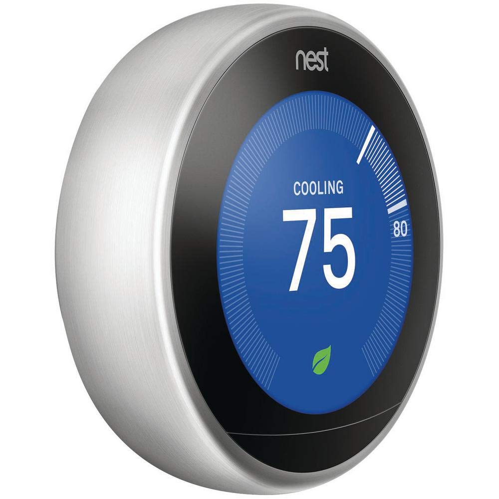 Google Nest T3019US Learning Thermostat 3rd Gen Smart Thermostat, Polished Steel Bundle with 2-Pack Deco Gear WiFi Smart Plug