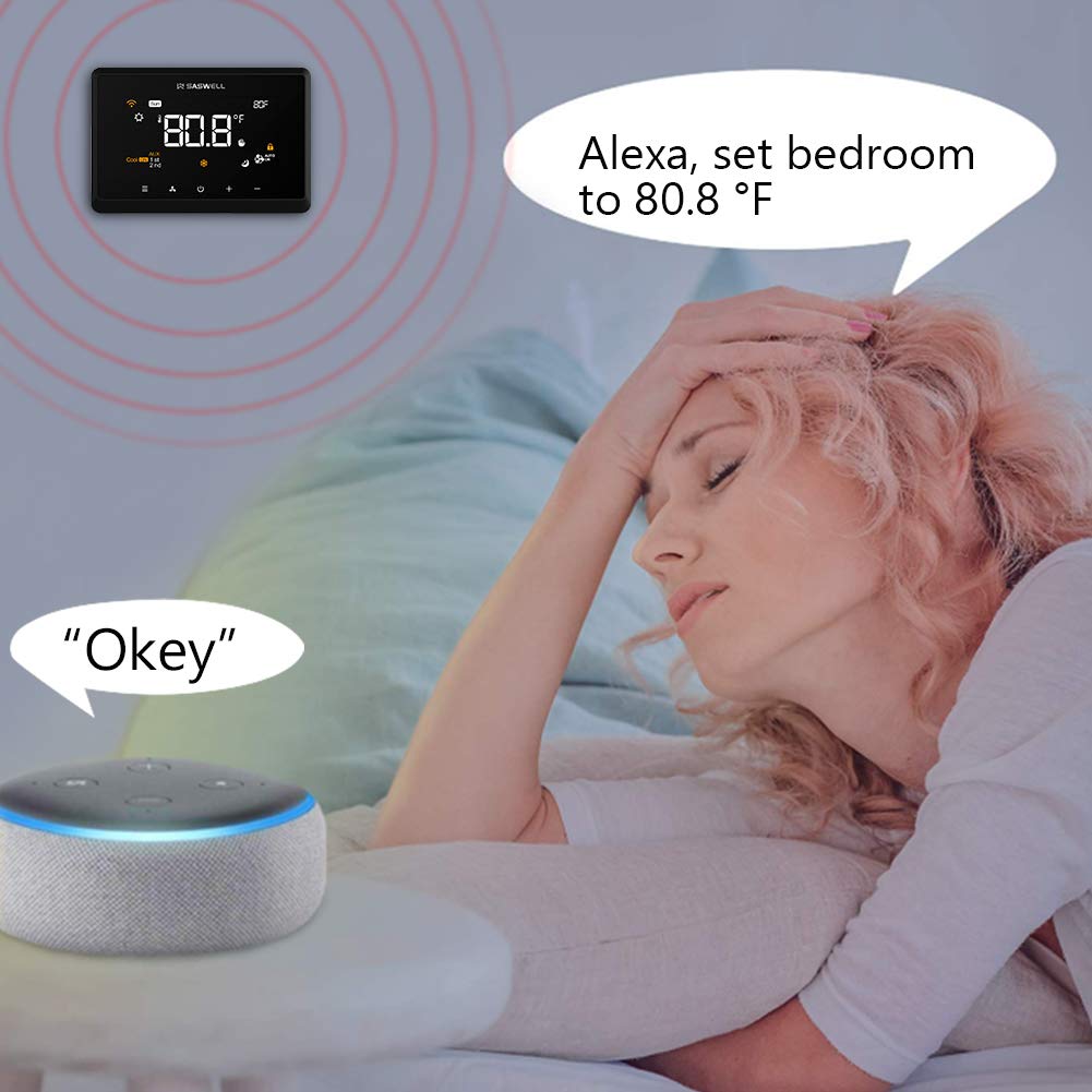 Wi-Fi Smart Thermostat for Smart Home, Tuya APP Remote Control, Compatible with Alexa, Google Assistant, Saswell T29UTW-7-WIFI(TY)