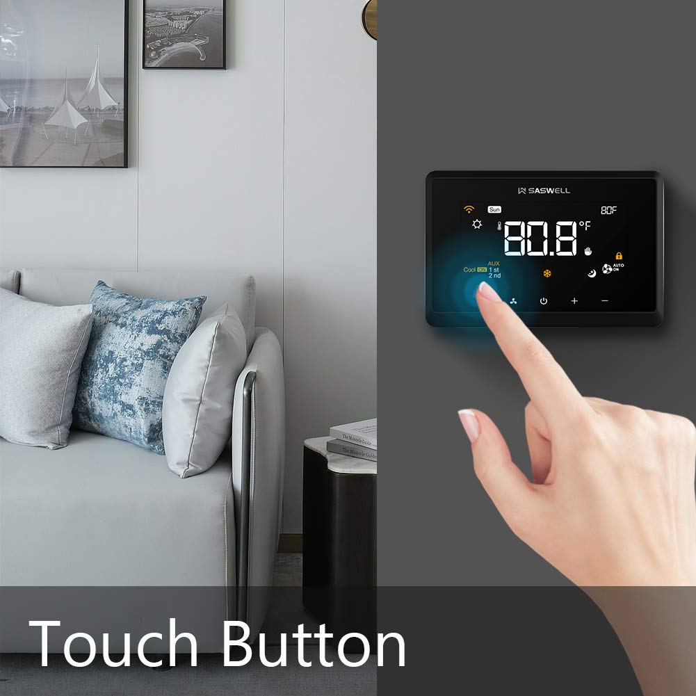 Wi-Fi Smart Thermostat for Smart Home, Tuya APP Remote Control, Compatible with Alexa, Google Assistant, Saswell T29UTW-7-WIFI(TY)