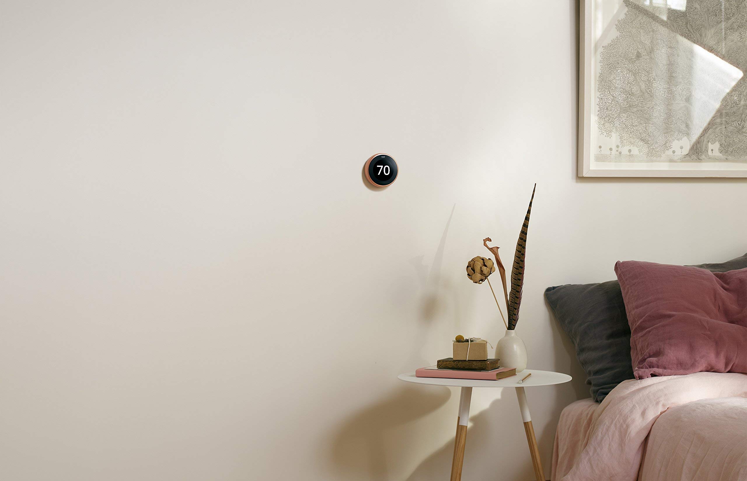 Nest T3021US Learning Thermostat, Easy Temperature Control for Every Room in Your House, Copper (Third Generation), Compatible with Alexa Small (Renewed)