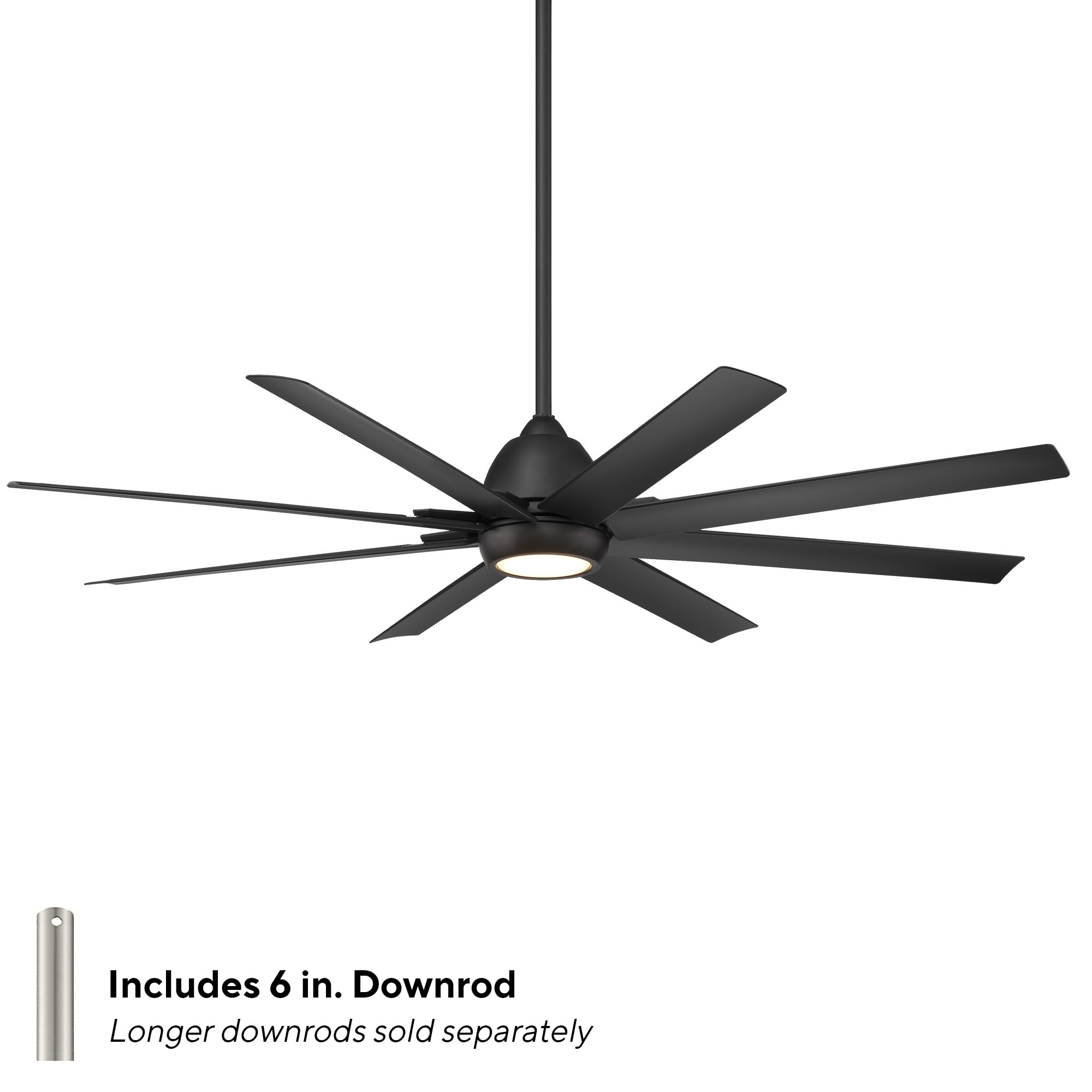 WAC Smart Fans Mocha XL Indoor and Outdoor 8-Blade Ceiling Fan 66in Matte Black with 3000K LED Light Kit and Remote Control works with Alexa and iOS or Android App