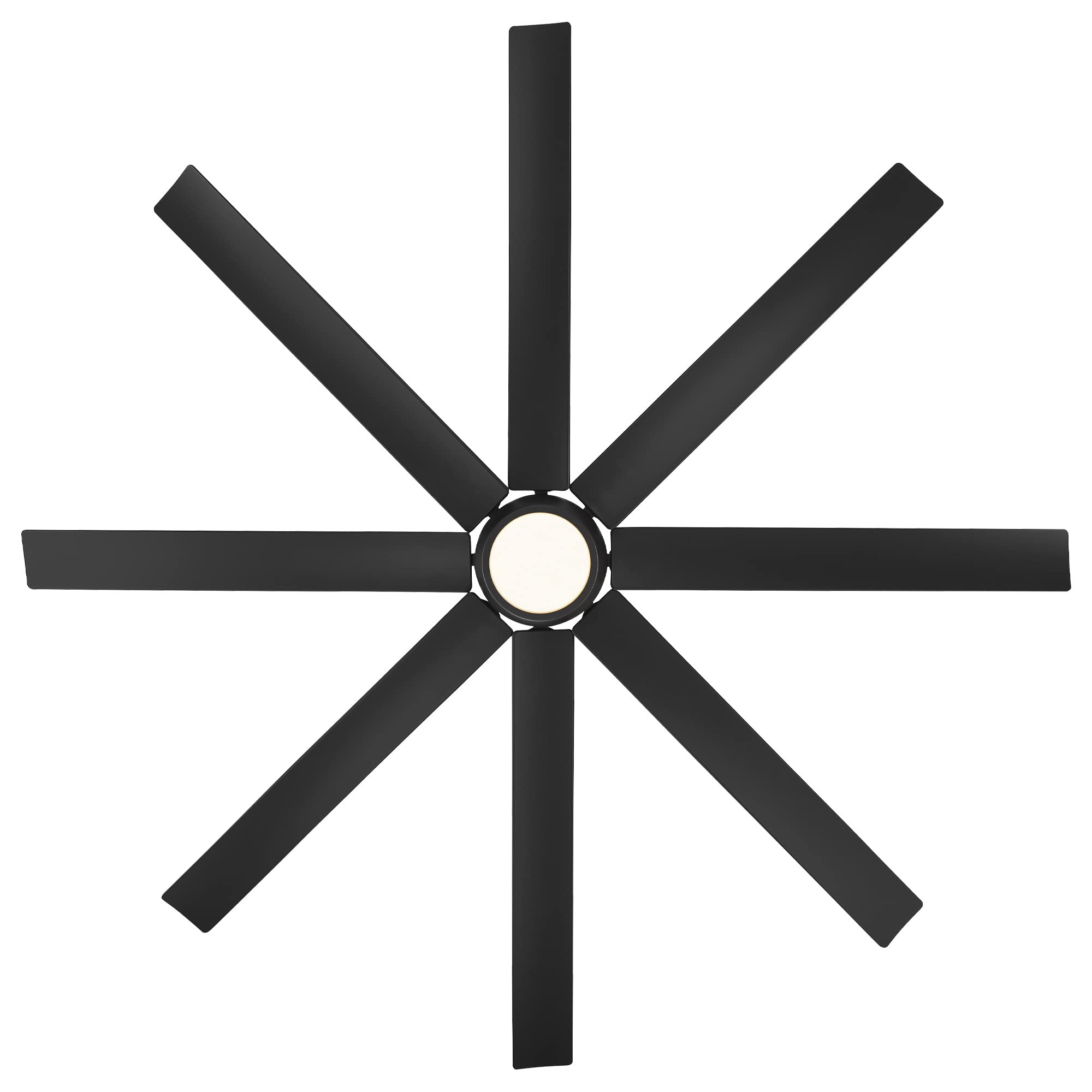 WAC Smart Fans Mocha XL Indoor and Outdoor 8-Blade Ceiling Fan 66in Matte Black with 3000K LED Light Kit and Remote Control works with Alexa and iOS or Android App