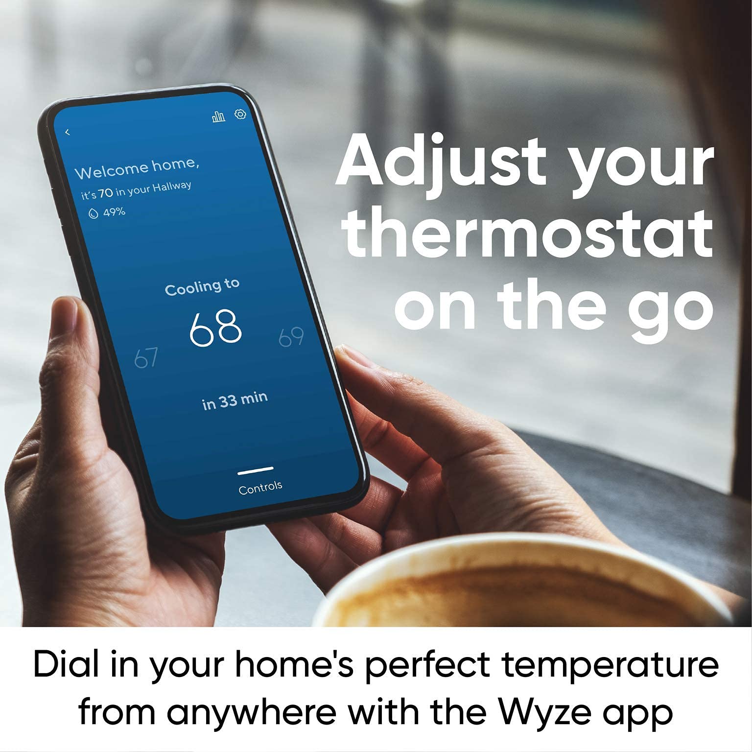 WYZE Smart WiFi Thermostat for Home with App Control Compatible with Alexa and Google Assistant, Black (Renewed)