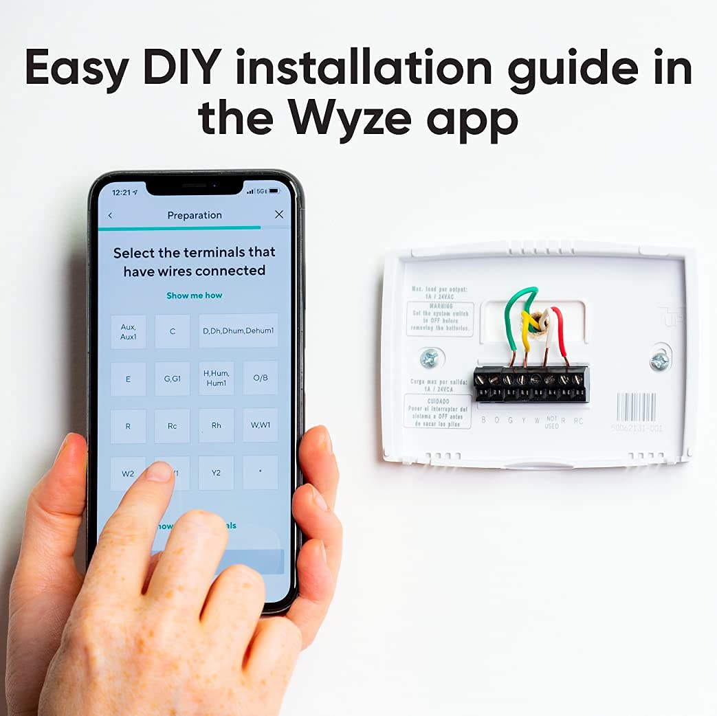 WYZE Smart WiFi Thermostat for Home with App Control Compatible with Alexa and Google Assistant, Black (Renewed)