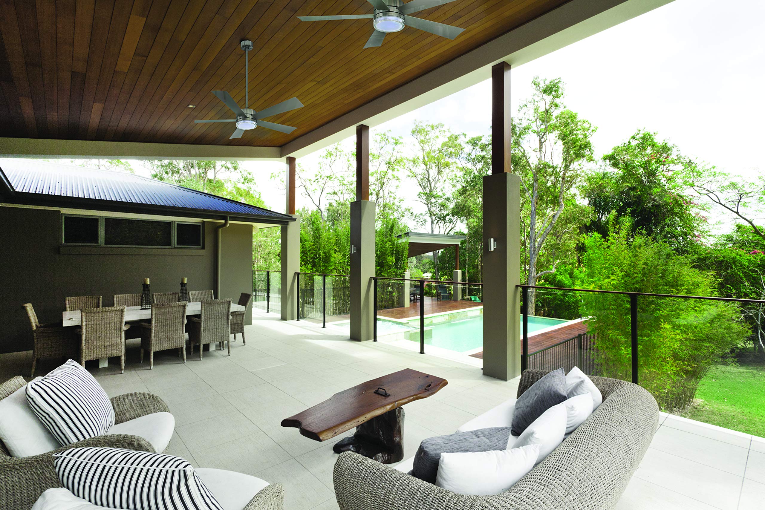 Wynd Smart Indoor and Outdoor 5-Blade Ceiling Fan 52in Bronze with 3000K LED Light Kit and Remote Control works with Alexa, Google Assistant, Samsung Things, and iOS or Android App