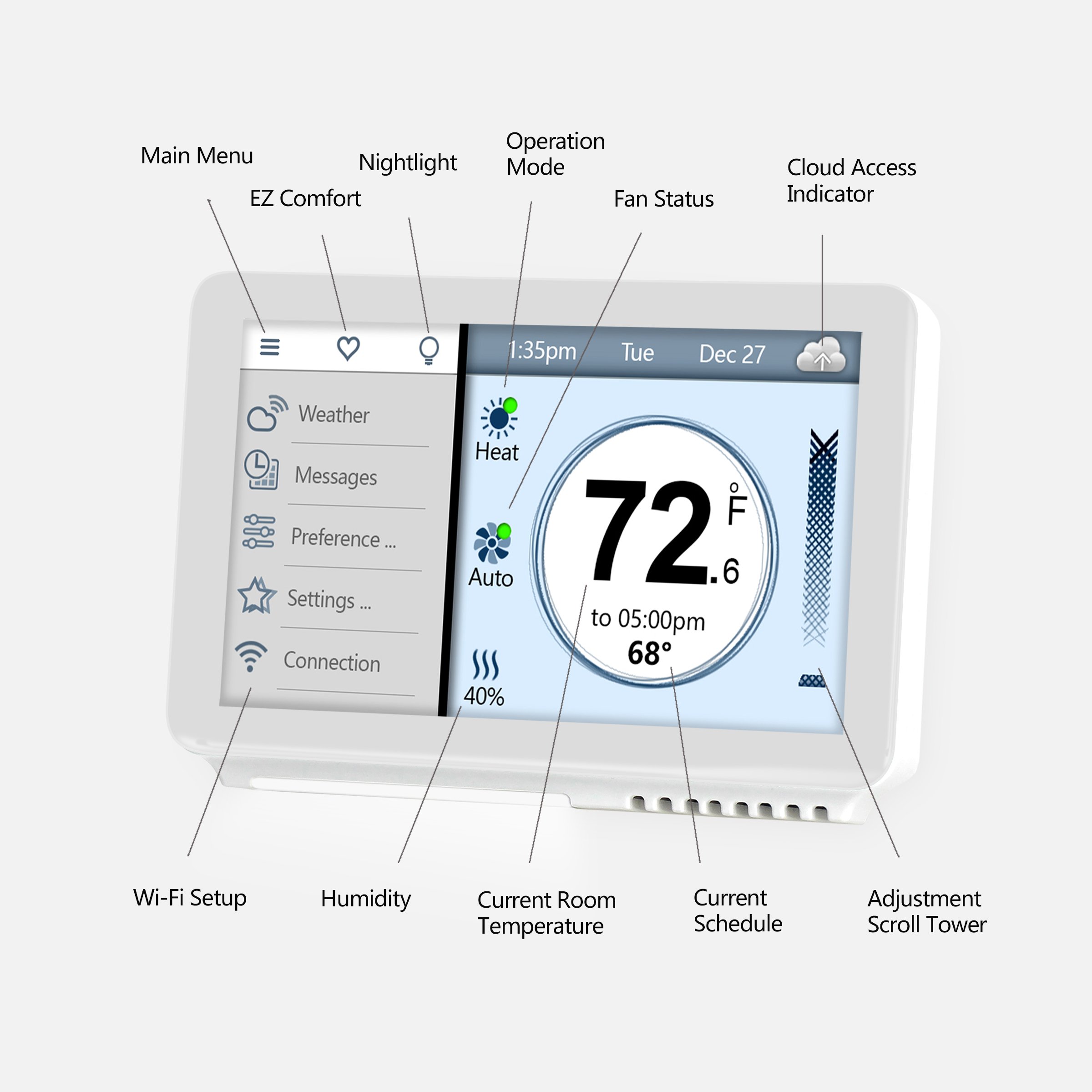 Vine Wi-Fi 7day & 8 period Programmable Smart Home Thermostat - Wi-Fi TJ-919, Compatible with Alexa & Google Assistant