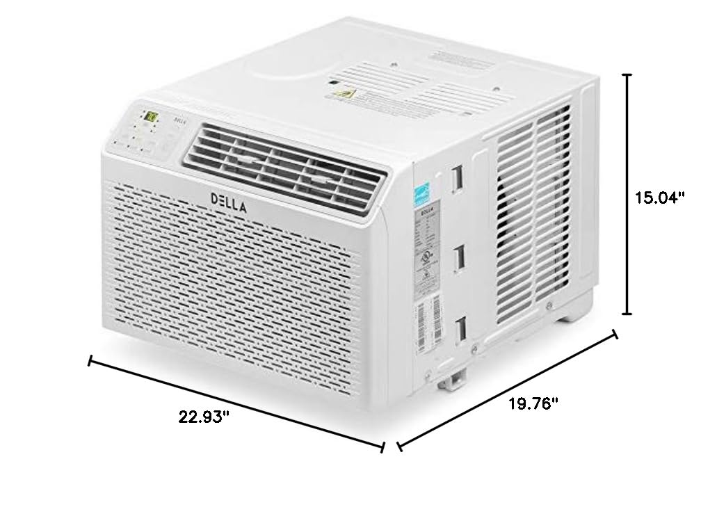 DELLA 12000 BTU 115V/60Hz Energy Saving Window Air Conditioner, Whisper Quiet AC Unit with Smart Controls, Remote, Dehumidifier, Fan, Cools Up to 450 Square Feet