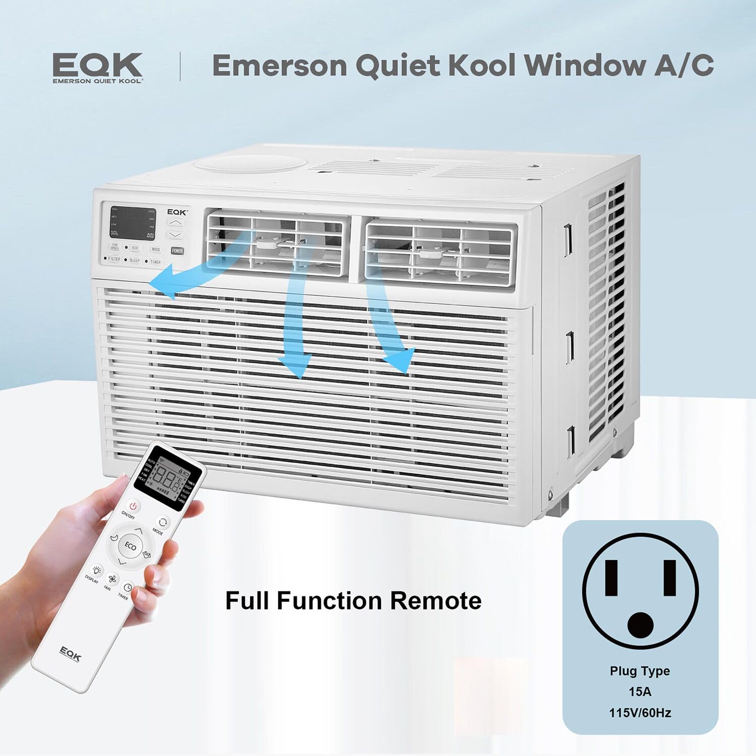 Emerson Quiet Kool EARC15RSE1 SMART 15,000 BTU 115V Window Air Conditioner with Remote, Wi-Fi, and Voice Control, White