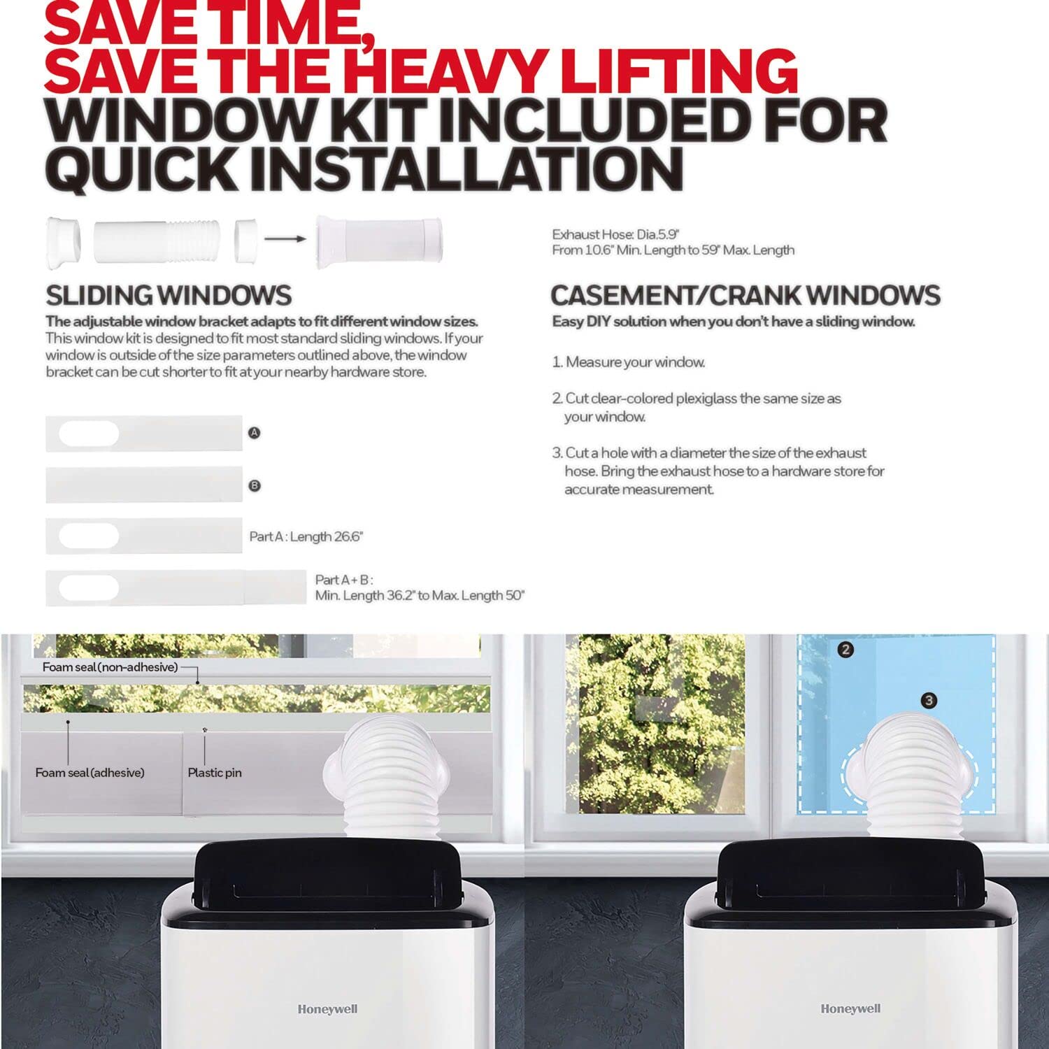 Honeywell Smart WiFi Portable Air Conditioner & Dehumidifier with Alexa Voice Control, Cools Rooms Up to 450 Sq. Ft, Includes Drain Pan & Insulation Tape, HF0CESVWK6