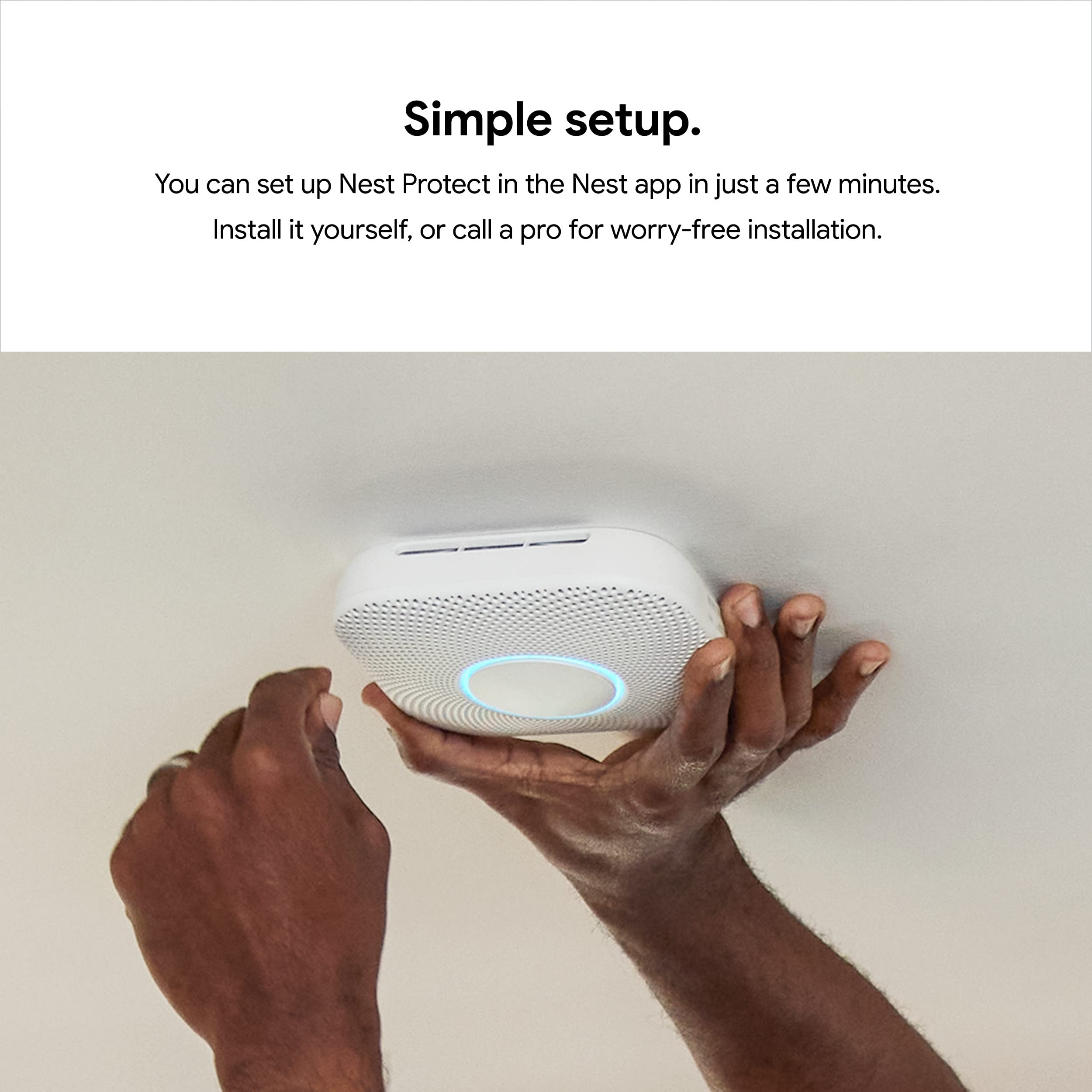 Google Nest Protect - Smoke Alarm - Smoke Detector and Carbon Monoxide Detector - Wired, White