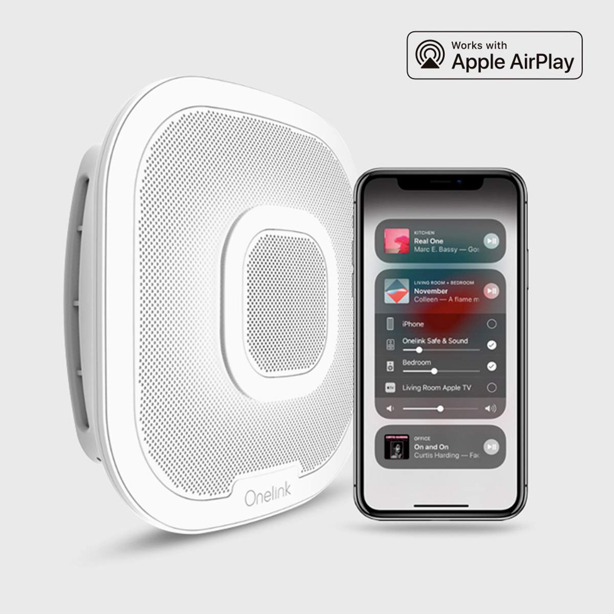 First Alert Onelink Safe & Sound - Smart Hardwired Smoke + Carbon Monoxide Alarm and Premium Home Speaker with Amazon Alexa