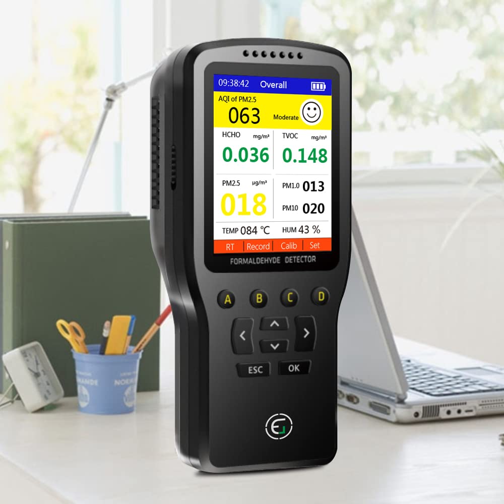 Air Quality Pollution Monitor, Formaldehyde Detector, Temperature & Humidity Meter, Sensor, Tester; Detect PM2.5/PM10/PM1.0 Micron Dust, Test Indoor TVOC Volatile Organic Compound Gas; eBook