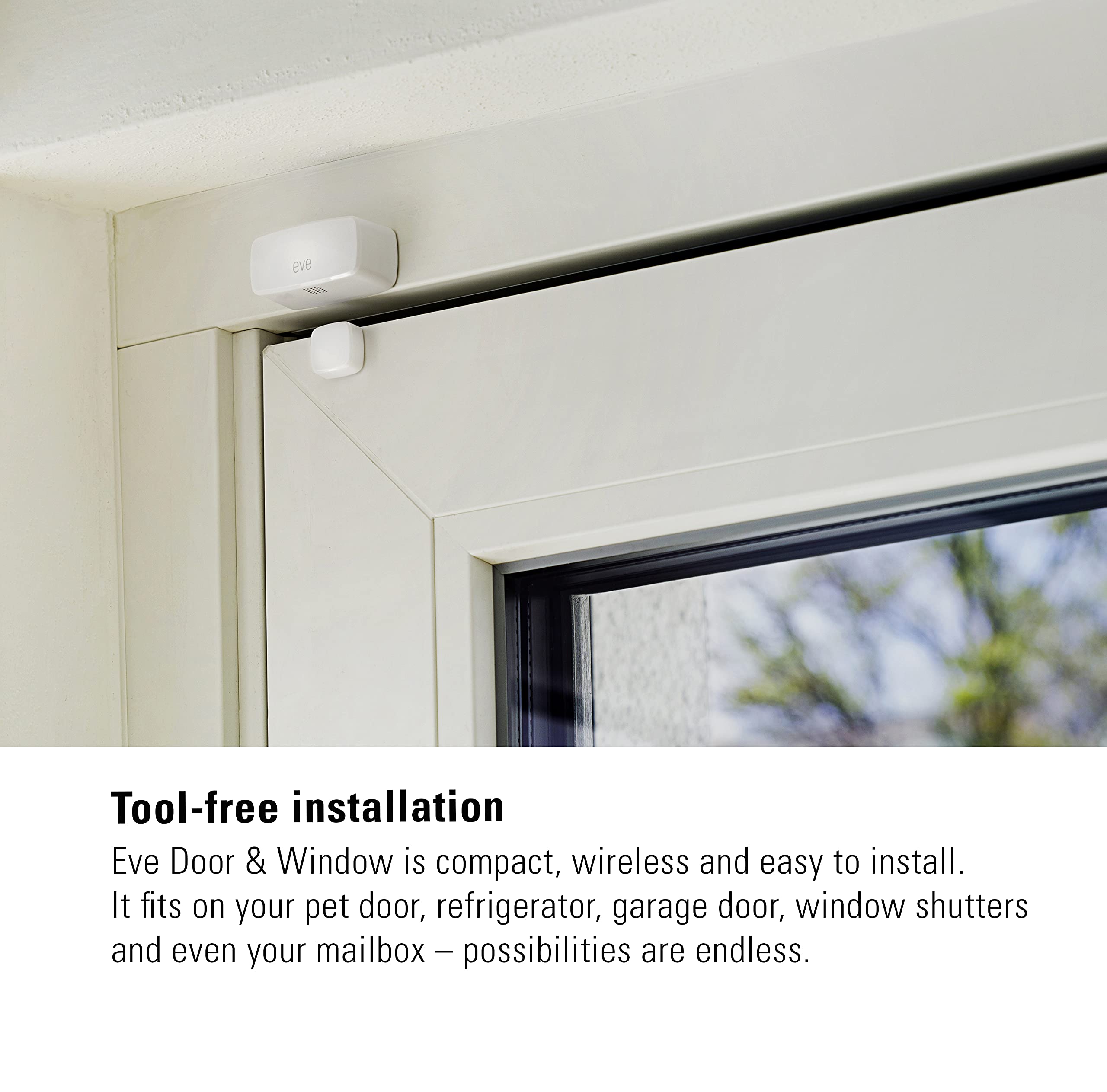 Eve Door & Window - Apple HomeKit Smart Home Wireless Contact Sensor for Windows & Doors, Automatically Trigger Accessories & Scenes, App Notifications, Bluetooth/Thread, 3 Pack
