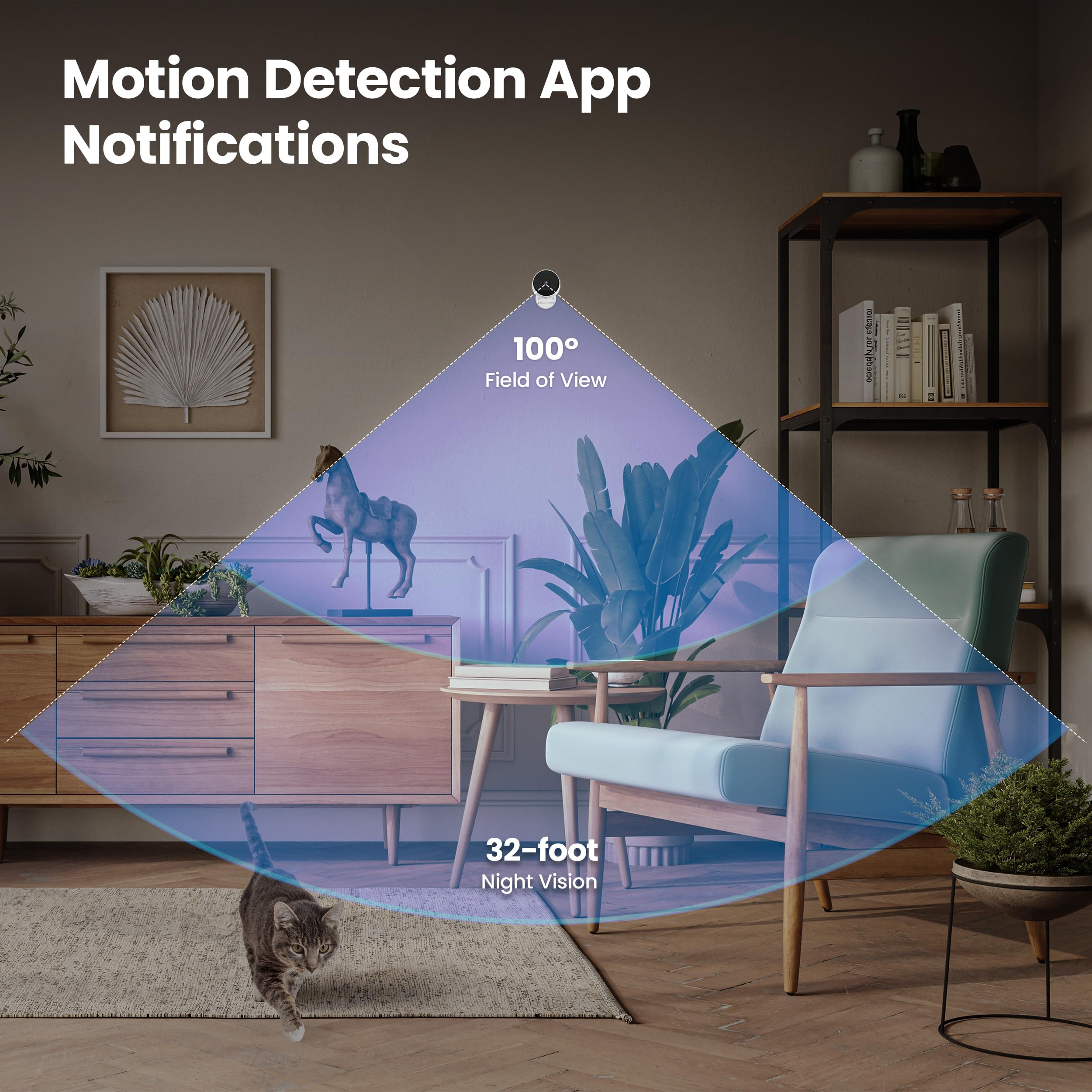 Feit Electric CAM1/WIFI 1080p HD Indoor WiFi Smart Home Security Camera with Night Vision, 2-Way Audio, Works with Alexa & The Google Assistant, White