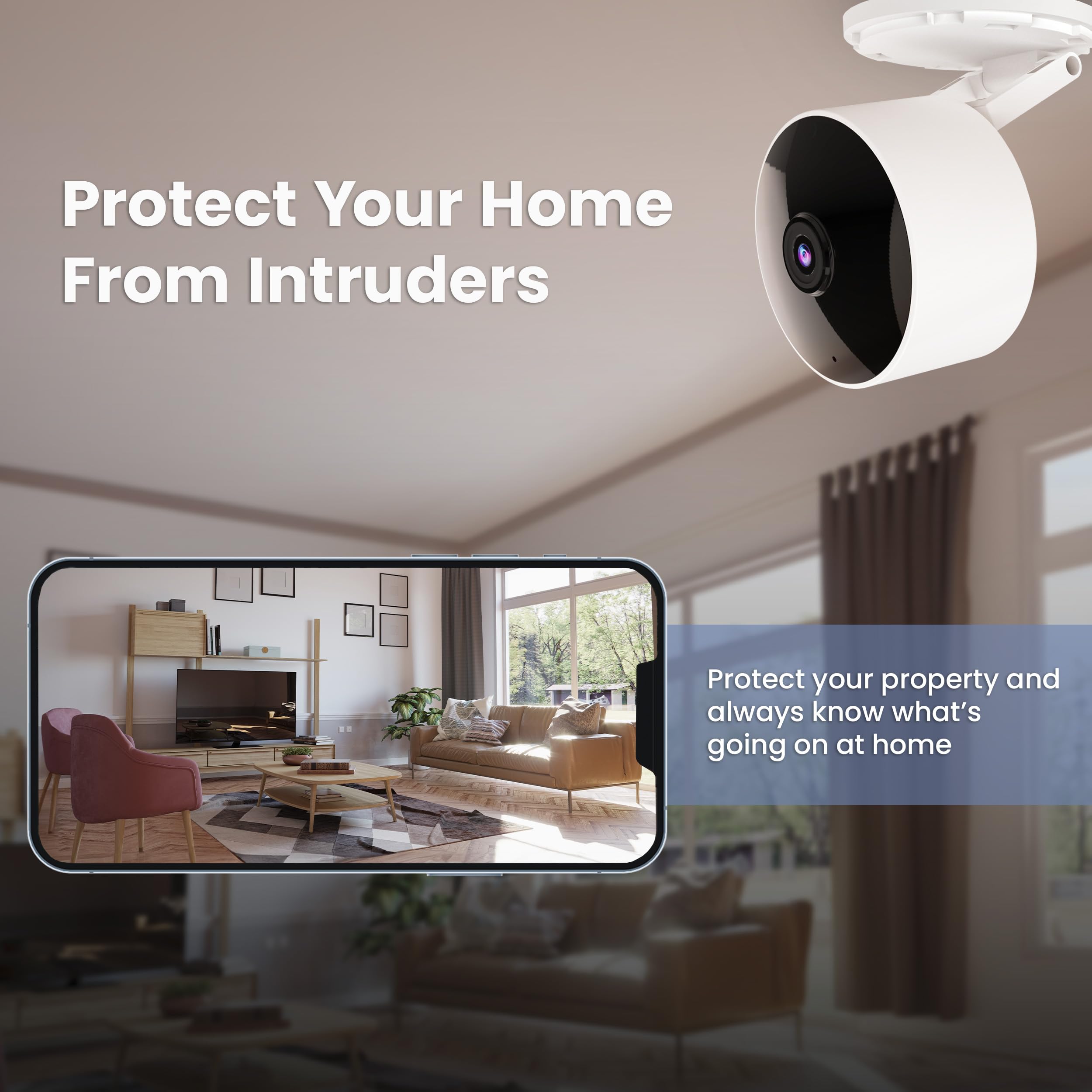 Feit Electric CAM1/WIFI 1080p HD Indoor WiFi Smart Home Security Camera with Night Vision, 2-Way Audio, Works with Alexa & The Google Assistant, White
