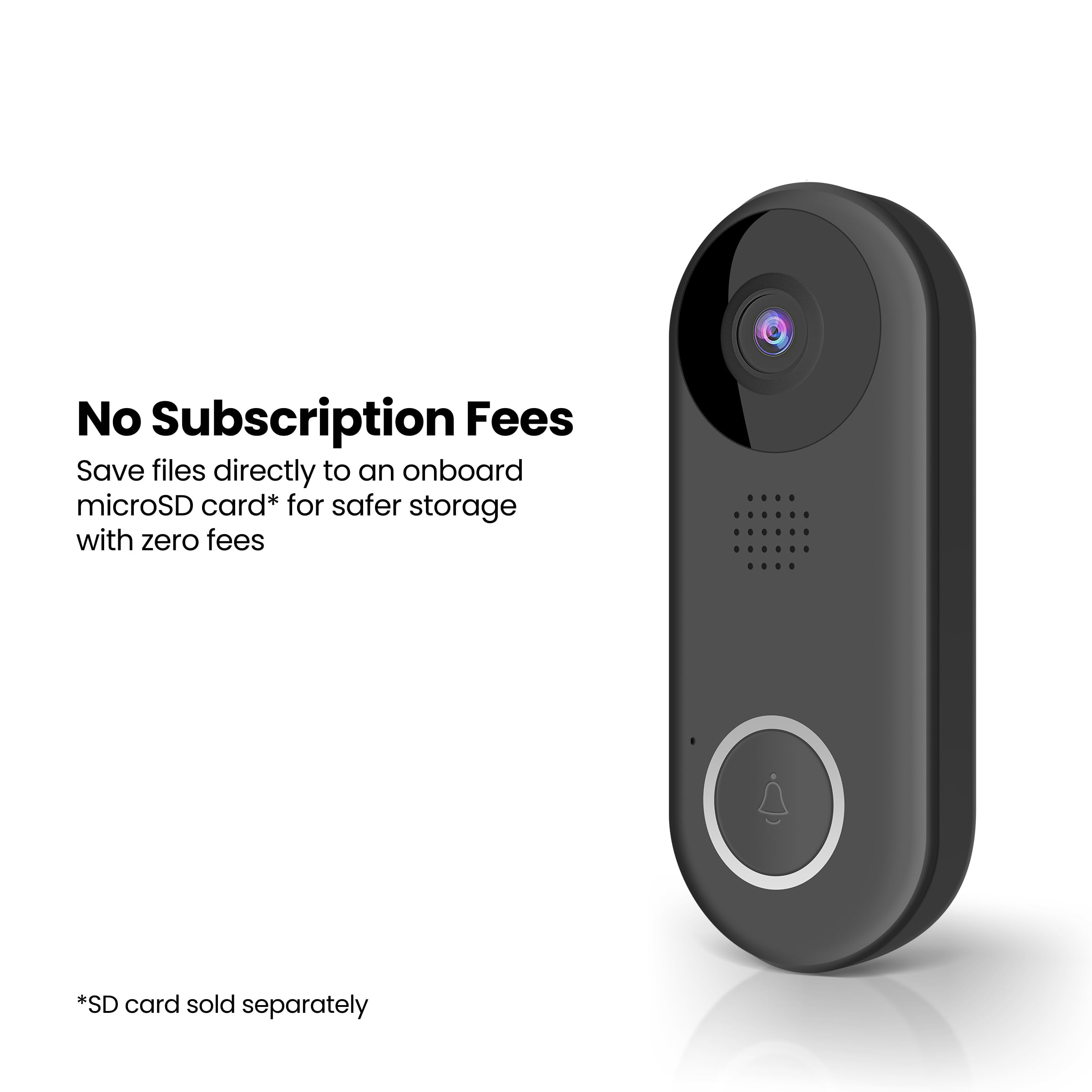 Feit Electric Doorbell Camera, Wireless Video Doorbell, 2.4 GHz WiFi, No Hub, Two-Way Audio, Motion Detection, Night Vision, 1080p HD, Micro SD Card Storage, Hardwired, CAM/Door/WiFi