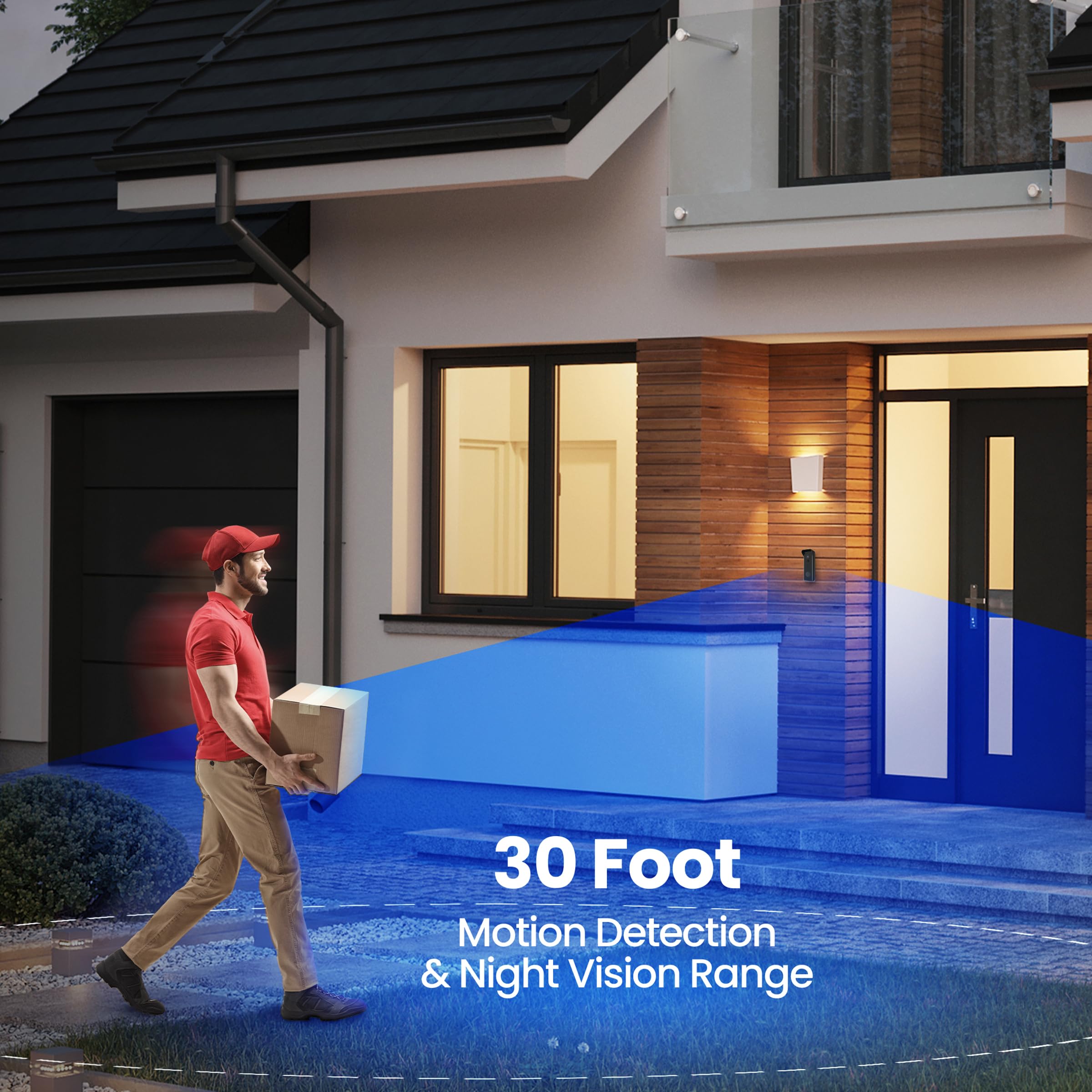 Feit Electric Doorbell Camera, Wireless Video Doorbell, 2.4 GHz WiFi, No Hub, Two-Way Audio, Motion Detection, Night Vision, 1080p HD, Micro SD Card Storage, Hardwired, CAM/Door/WiFi