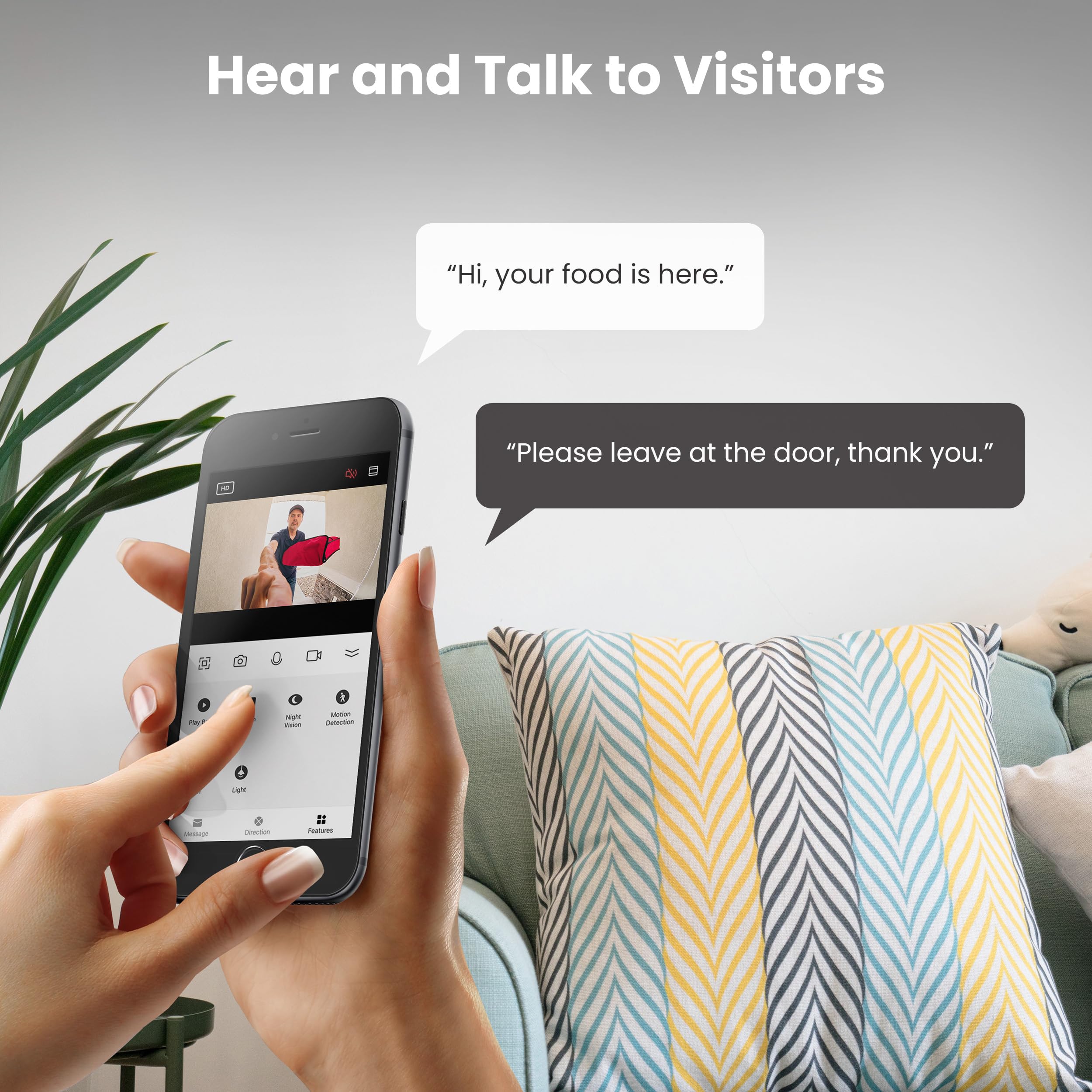 Feit Electric Doorbell Camera, Wireless Video Doorbell, 2.4 GHz WiFi, No Hub, Two-Way Audio, Motion Detection, Night Vision, 1080p HD, Micro SD Card Storage, Hardwired, CAM/Door/WiFi