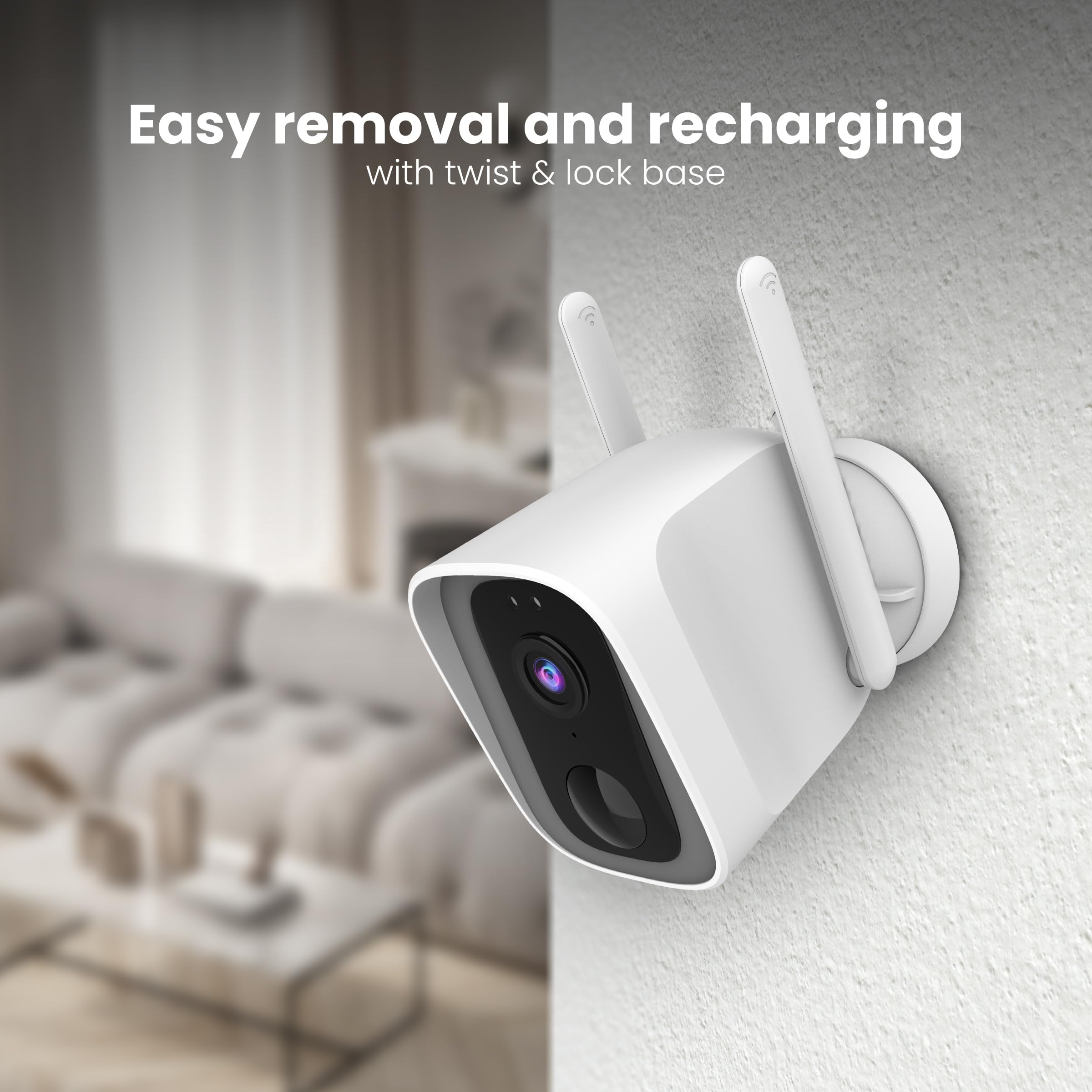 Feit Electric CAM/WM/WiFi/BAT 1080p HD Outdoor Battery Powered WiFi Smart Home Security Camera with Night Vision, 2-Way Audio, White