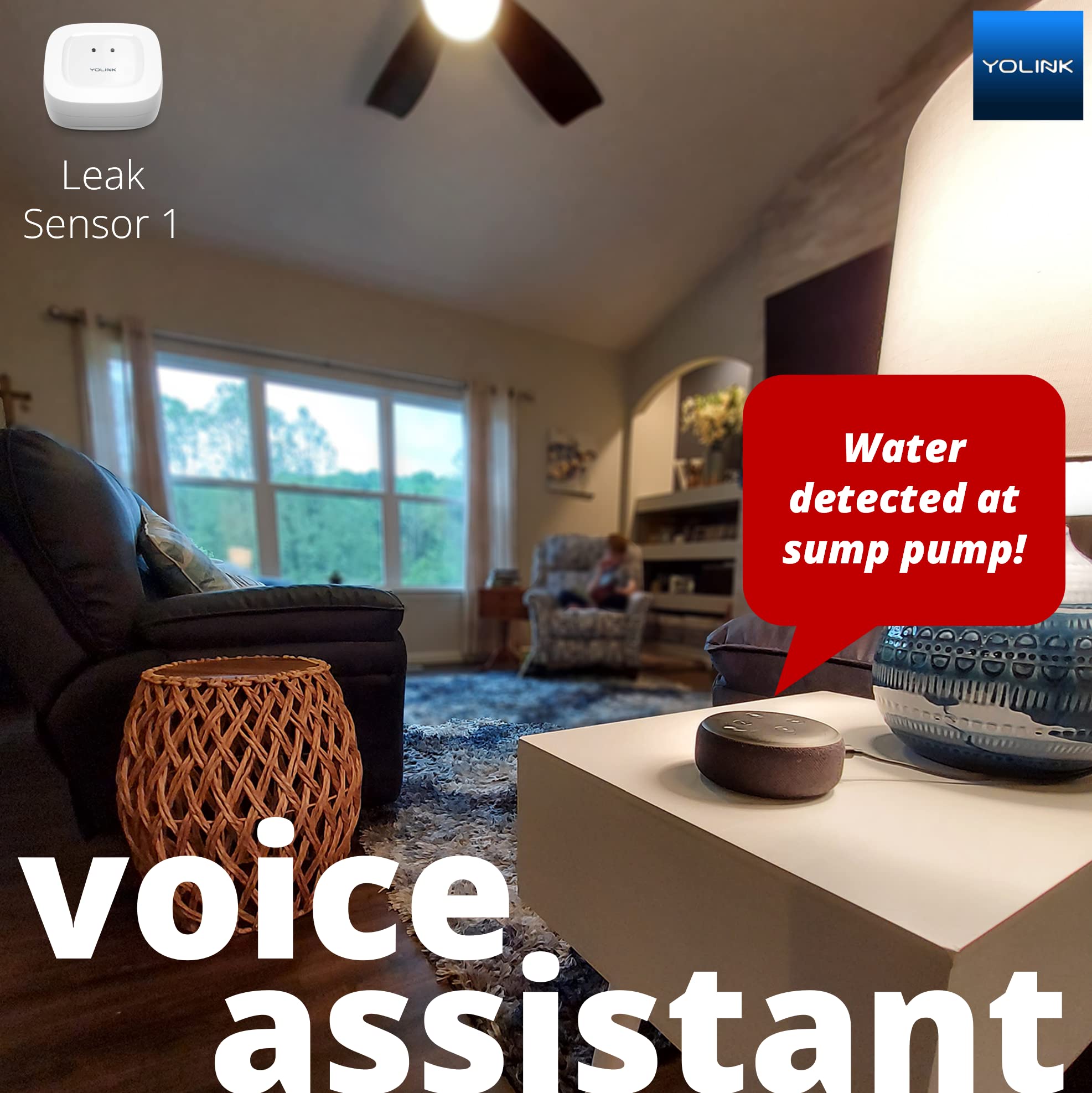 Smart Leak Sensors 2 Pack, YoLink 1/4 Mile World's Longest Range Wireless Smart Water Leak Sensor Compatible with Alexa and IFTTT Leak Detector with App Alerts and Remote Monitor, YoLink Hub Included