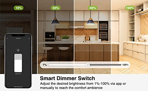 Beantech SW2 Smart Wall Single Pole Dimmer Switch, 1 Pack, White