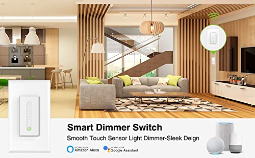 Beantech SW2 Smart Wall Single Pole Dimmer Switch, 1 Pack, White