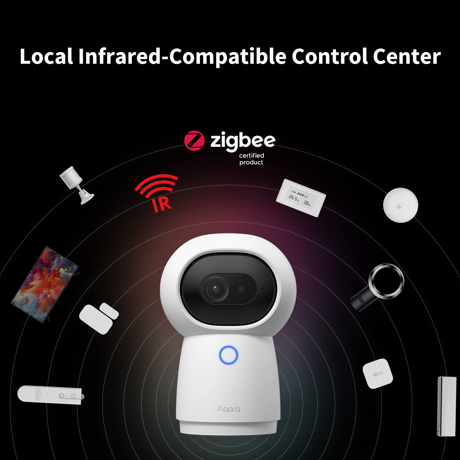 Aqara 2K Security Indoor Camera Hub G3 Plus Aqara Water Leak Sensor, AI Facial and Gesture Recognition, Infrared Remote Control, 360° Viewing Angle via Pan and Tilt
