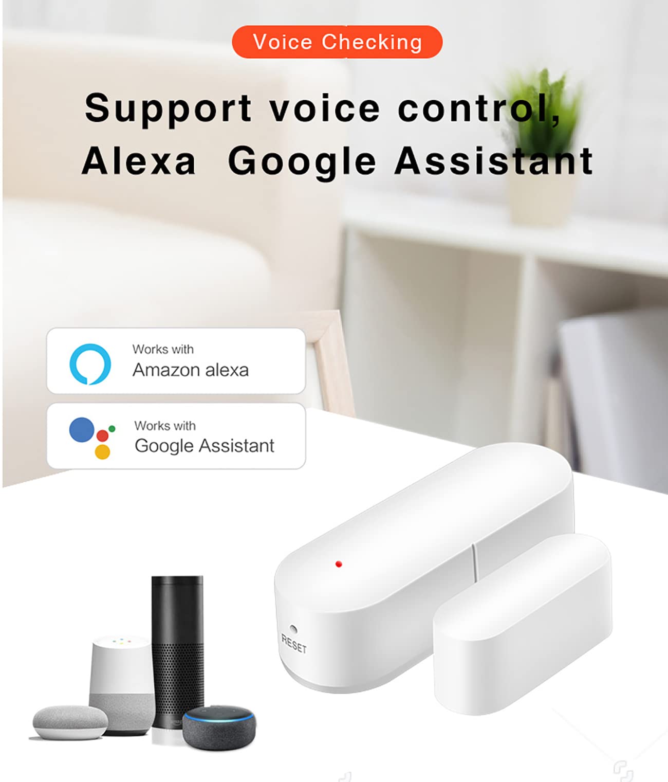 Smart Door Window Sensor: Zigbee Door Sensor with App Alerts, Wireless Contact Sensor for Home Security and Smart Home Automation, Tuya ZigBee Hub Required, Compatible with Alexa Google Home (2 Pack)