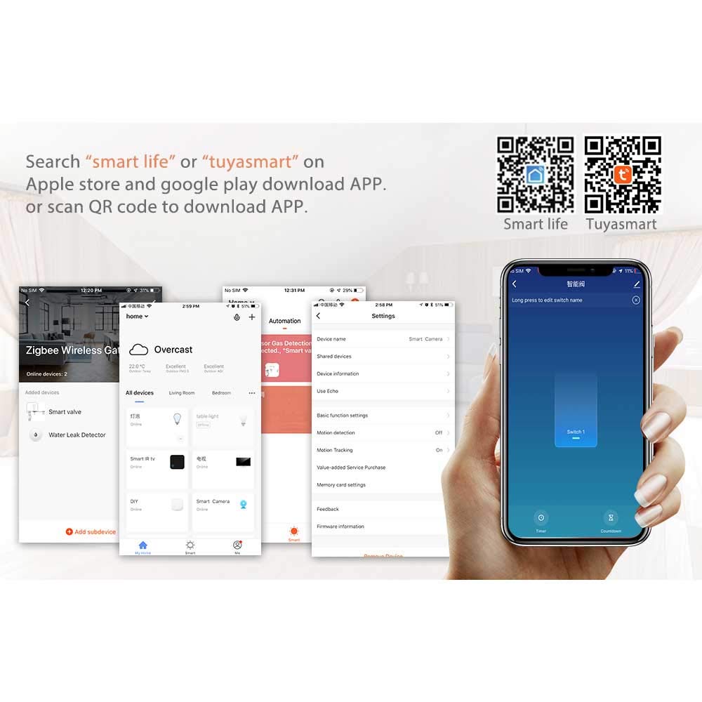 Smart WiFi Water Gas Valve Wifi Control Water/Gas Shut Off APP Remote Voice Control Timing Controler Automatic Valve Timer Wifi Sprinkler Controller, Compatible with Alexa Google Assistant (US)