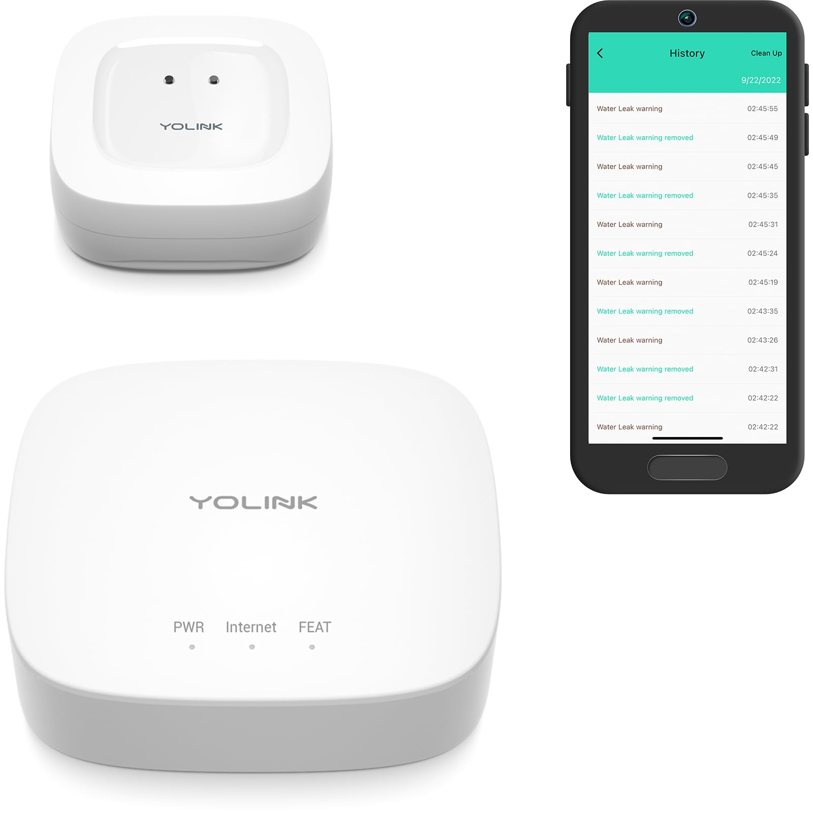 Smart Leak Sensor, YoLink 1/4 Mile World's Longest Range Wireless Smart Water Leak Sensor Compatible with Alexa and IFTTT Leak Detector with App Alerts and Remote Monitor, YoLink Hub Included