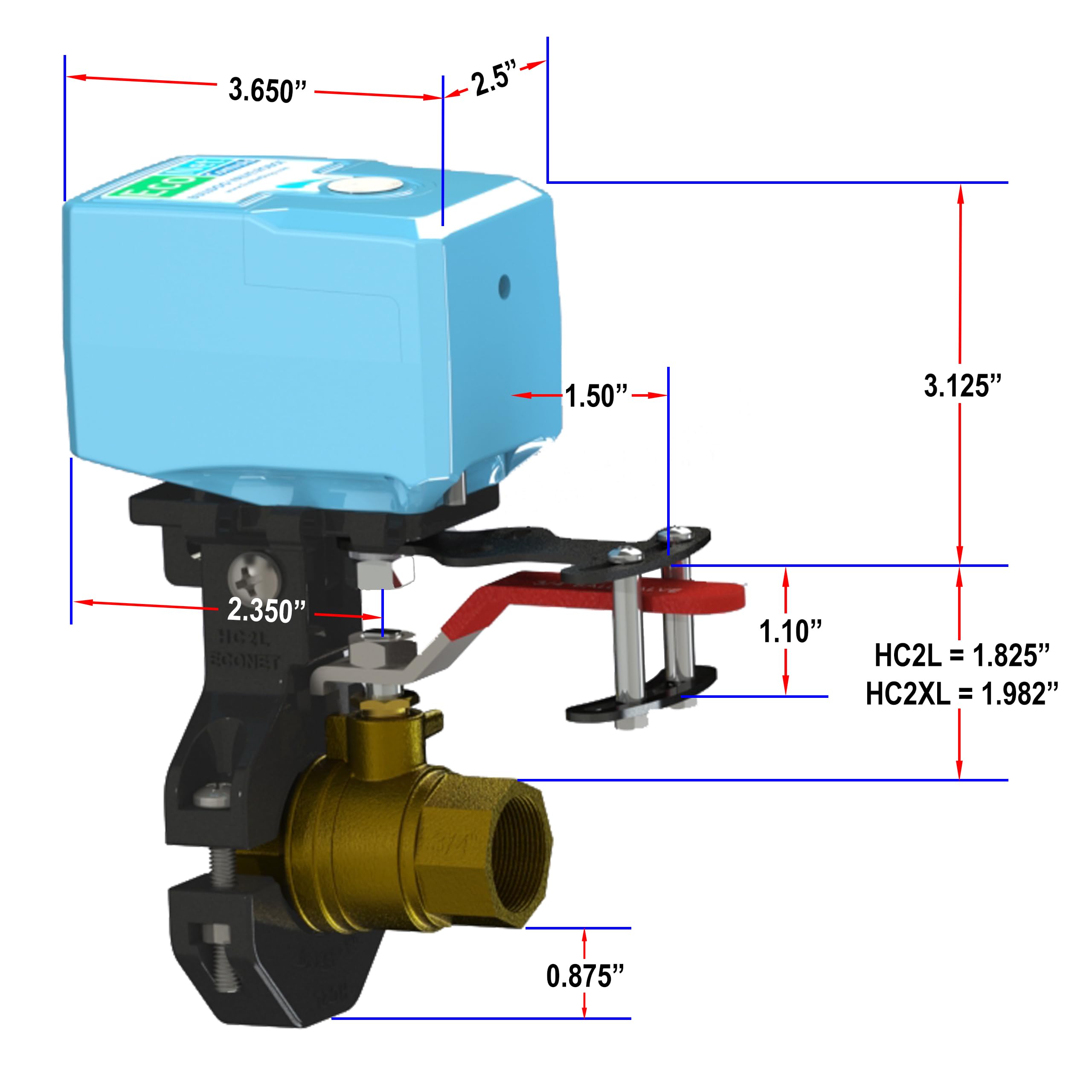 EcoNet Controls EVC300-HCLXL-SK3, Bulldog-JW WIFI Valve Robot, Leak Detection & Prevention, automatic water shutoff, Easy to Install, No Plumbing Required! Valves up to 1.5"