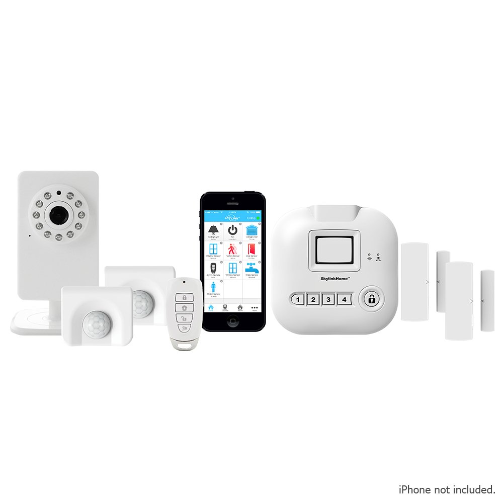 SKYLINK SK-250 Deluxe Connected Wireless Security Alarm Automation System with Camera Compatible with iOS, Android, Echo Alexa, Google Home and IFTTT and No Monthly Fees, 1 Count (Pack of 1), White