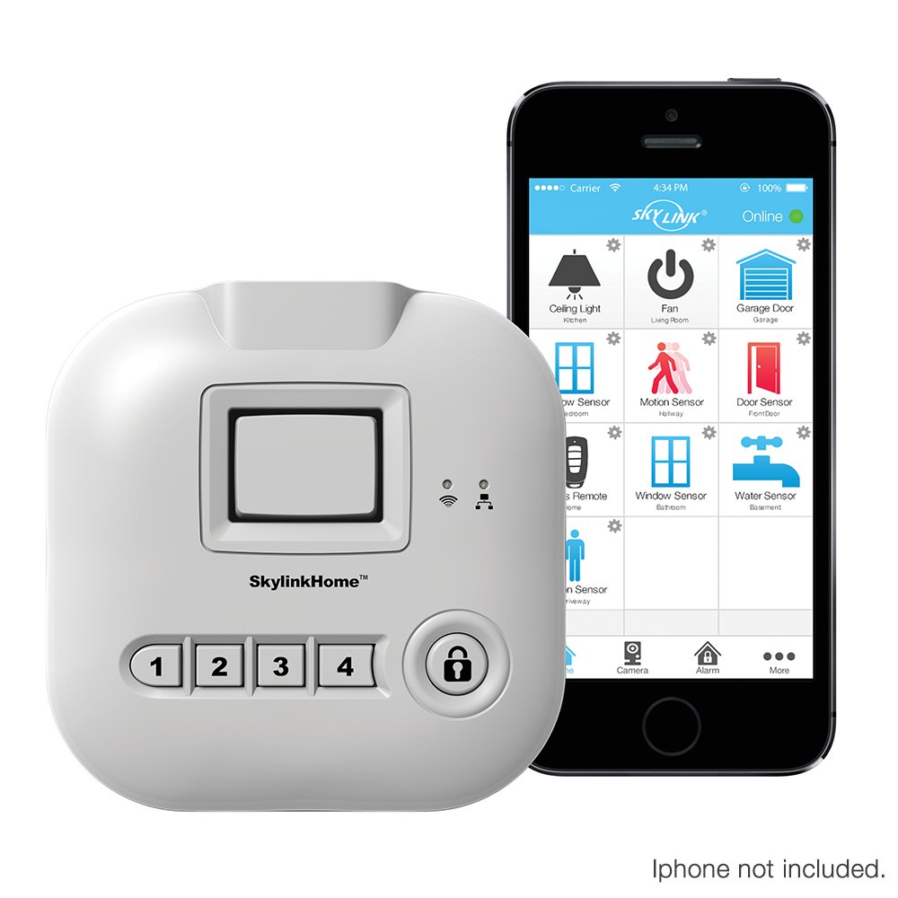 SKYLINK SK-250 Deluxe Connected Wireless Security Alarm Automation System with Camera Compatible with iOS, Android, Echo Alexa, Google Home and IFTTT and No Monthly Fees, 1 Count (Pack of 1), White