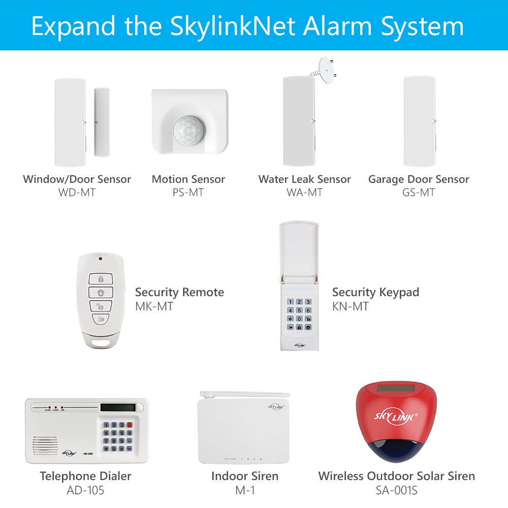 SKYLINK SK-250 Deluxe Connected Wireless Security Alarm Automation System with Camera Compatible with iOS, Android, Echo Alexa, Google Home and IFTTT and No Monthly Fees, 1 Count (Pack of 1), White