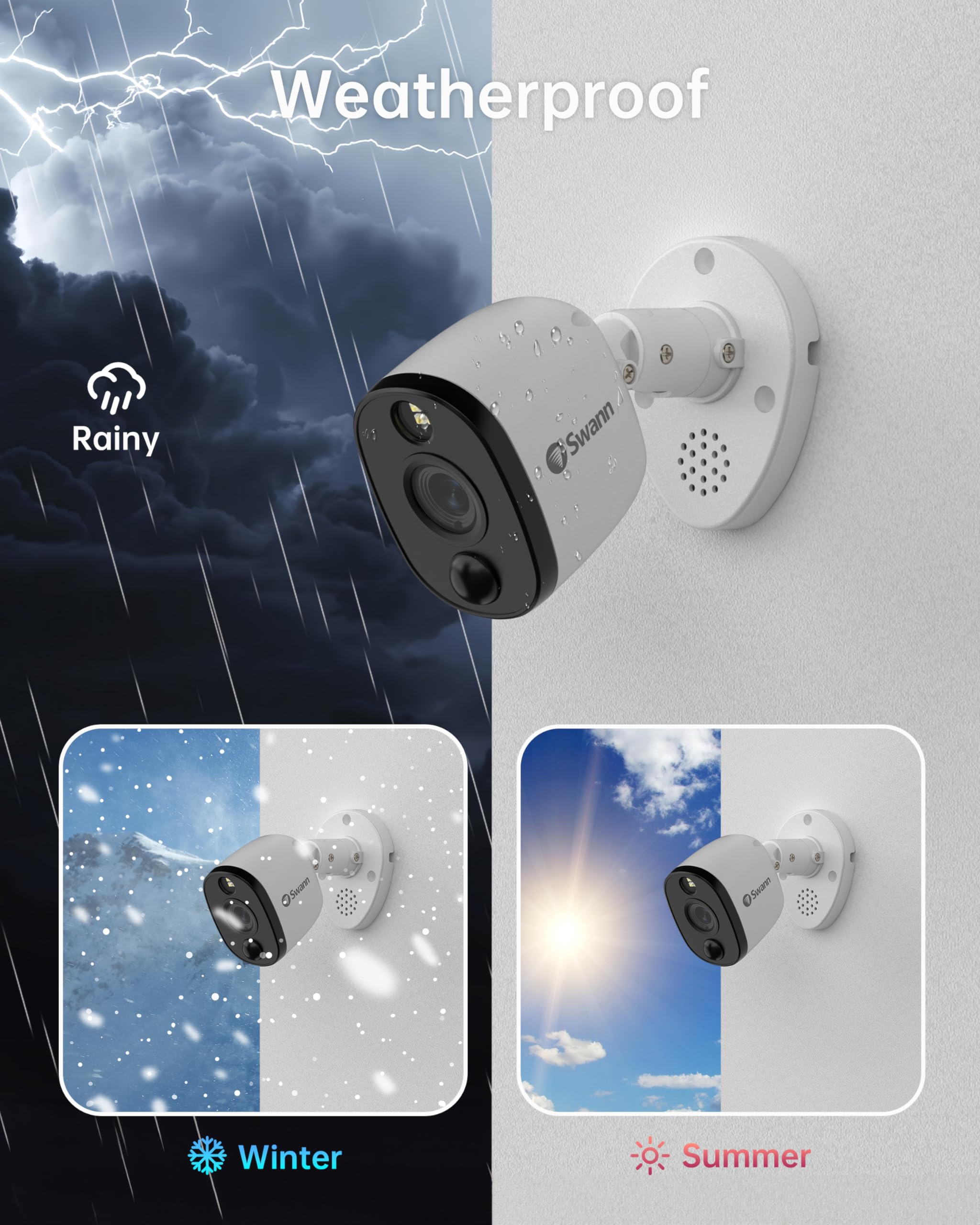 Swann Home DVR Security Camera System with 2TB HDD, 16 Channel 8 Camera, 4K Ultra HD Video, Indoor or Outdoor Wired Surveillance CCTV, Color Night Vision, Heat Motion Detection, LED Lights, 1655808