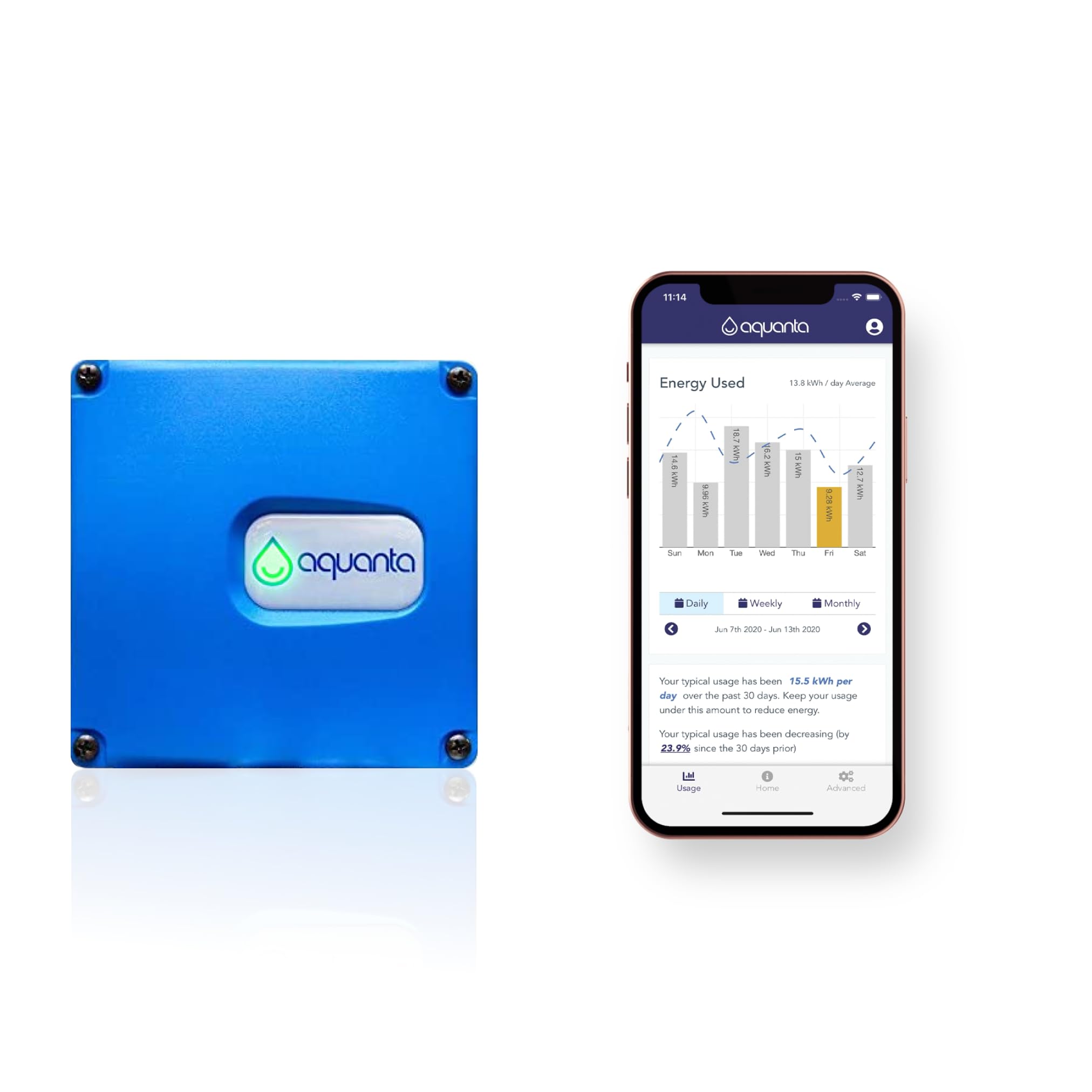 Aquanta Digital Water Heater Timer - Wifi Smart Water Heater Controller/Control - Smart Hot Water Heater Alternative - Programmable, Works with Gas Hot Water Heaters (ONLY) - Leak Sensor Included